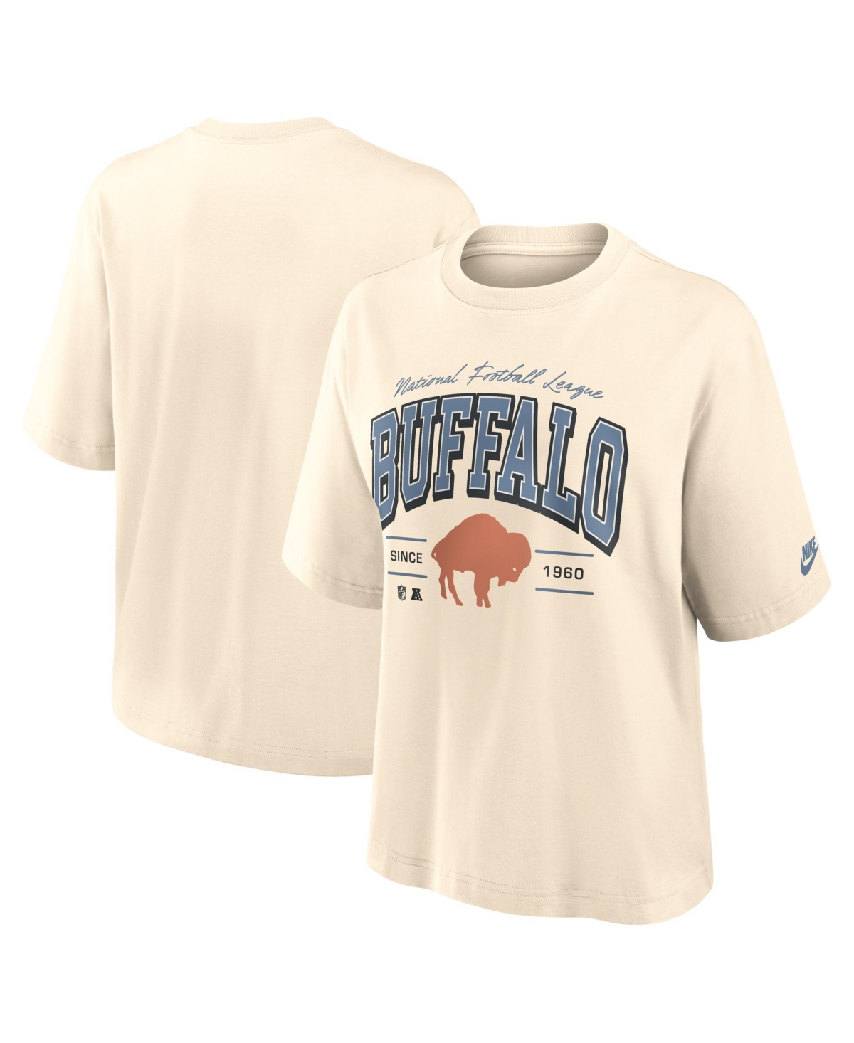 Click here for Nike Womens Cream Buffalo Bills Vintage Mod Boxy T... prices