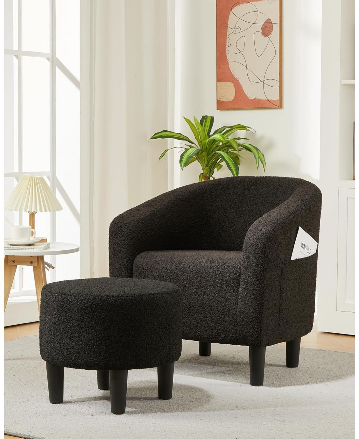 Click here for homfan Boucle Barrel Accent Chair with Ottoman  Mo... prices