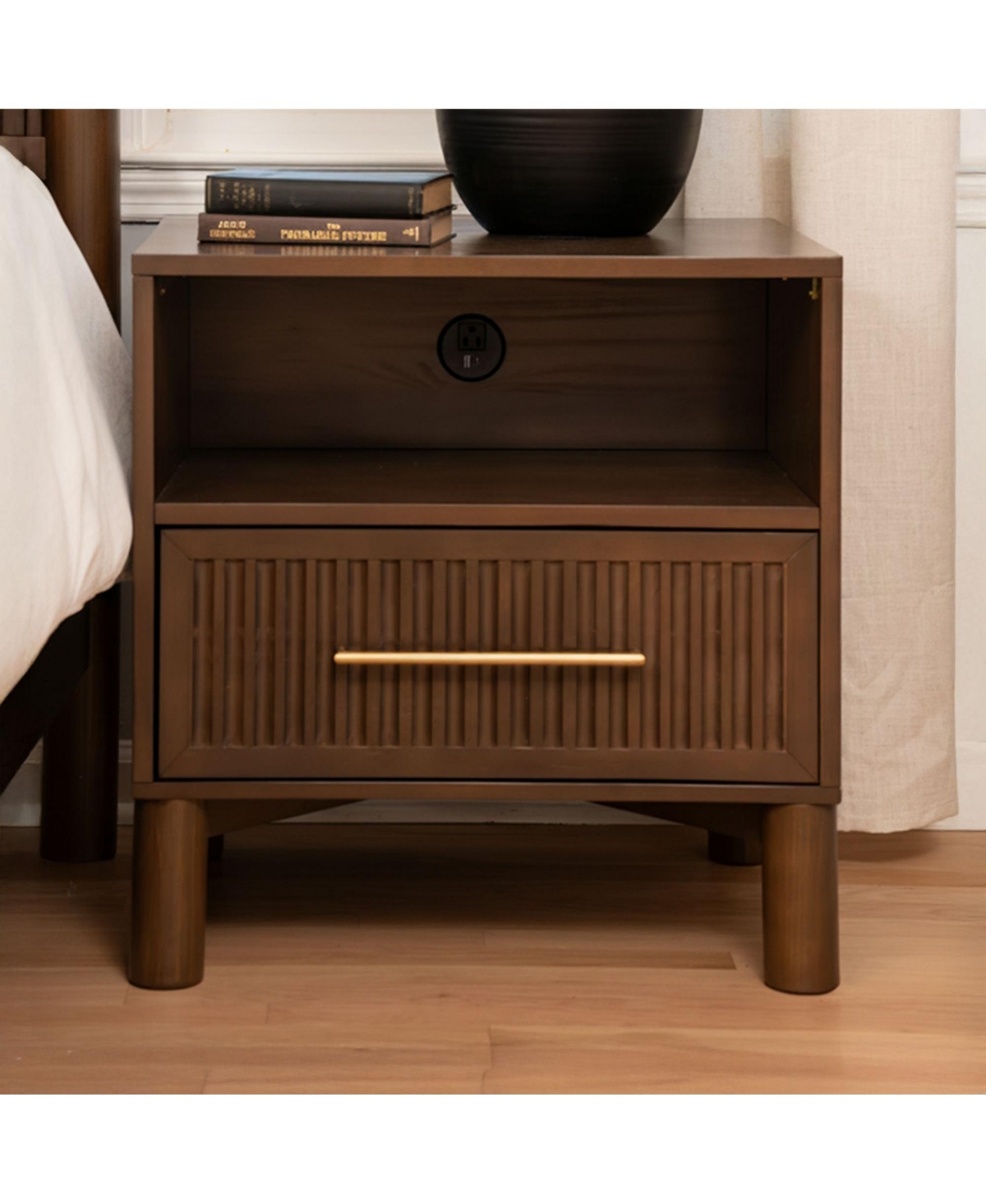 Click here for Plank+Beam Sera Fluted Cubby Nightstand with 1 Dra... prices