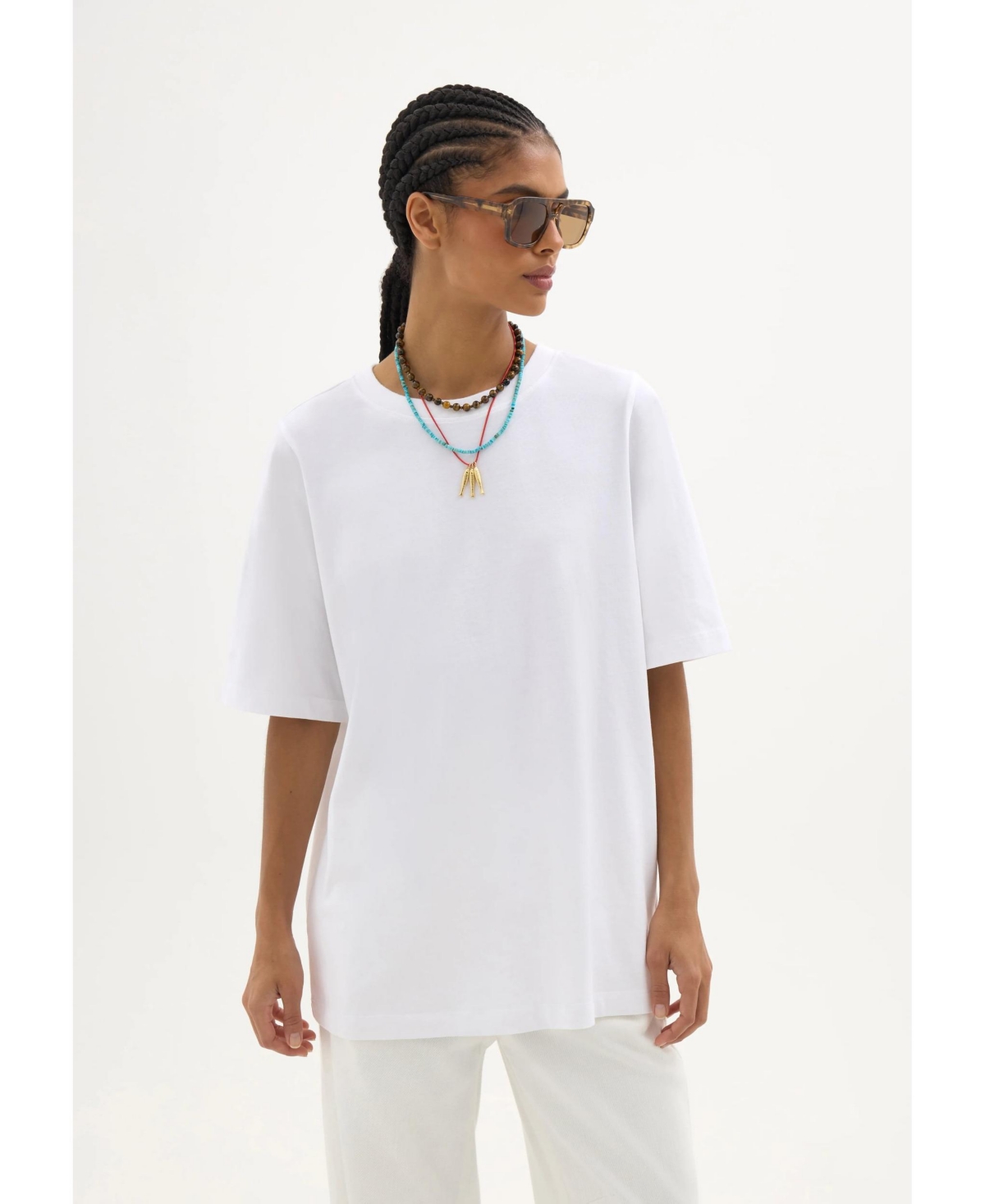 Click here for Hush Womens Longline Oversized T-shirt - White prices