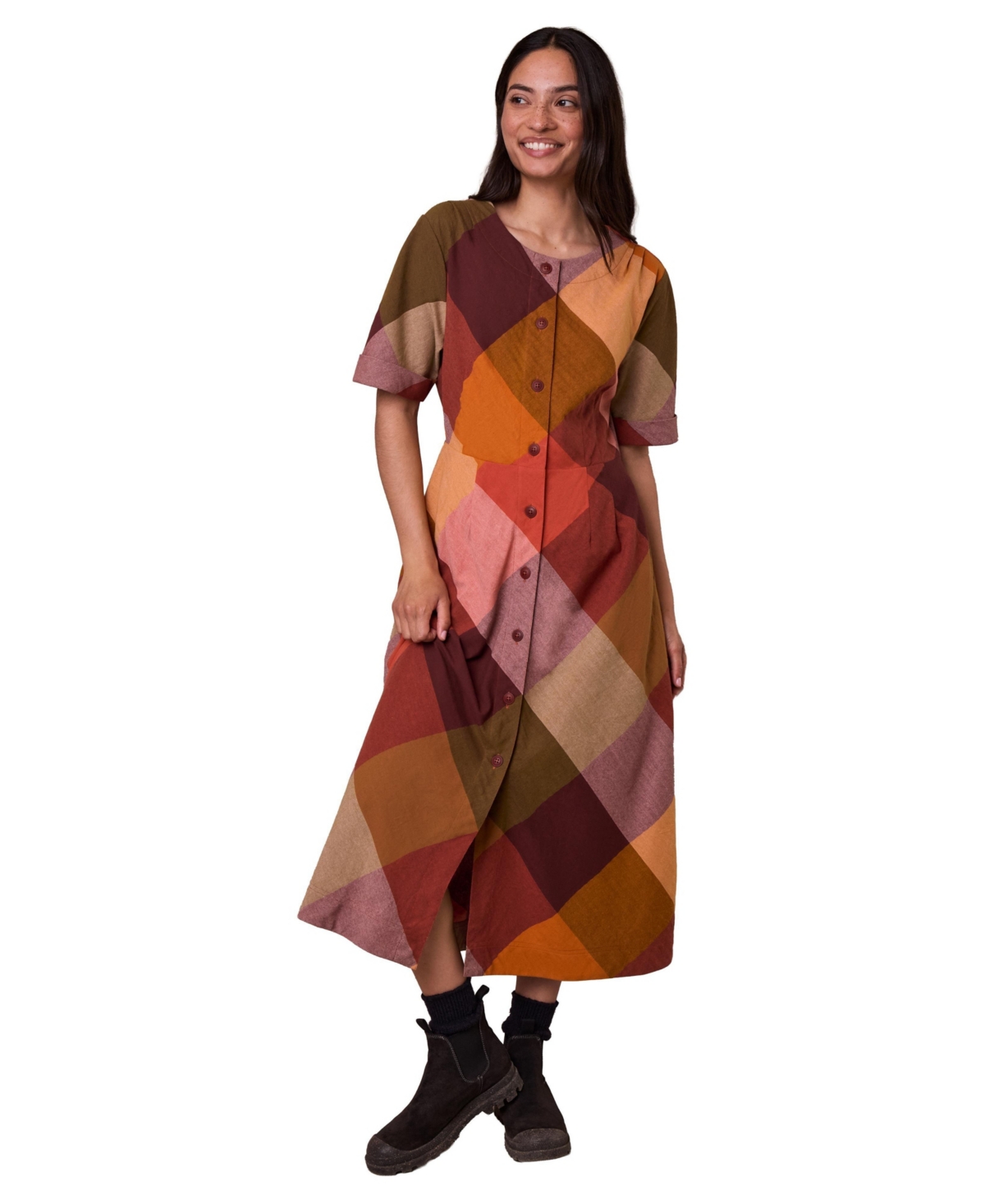 Click here for Celtic & Co. Womens Bias Cut Midi Dress - Multi ch... prices
