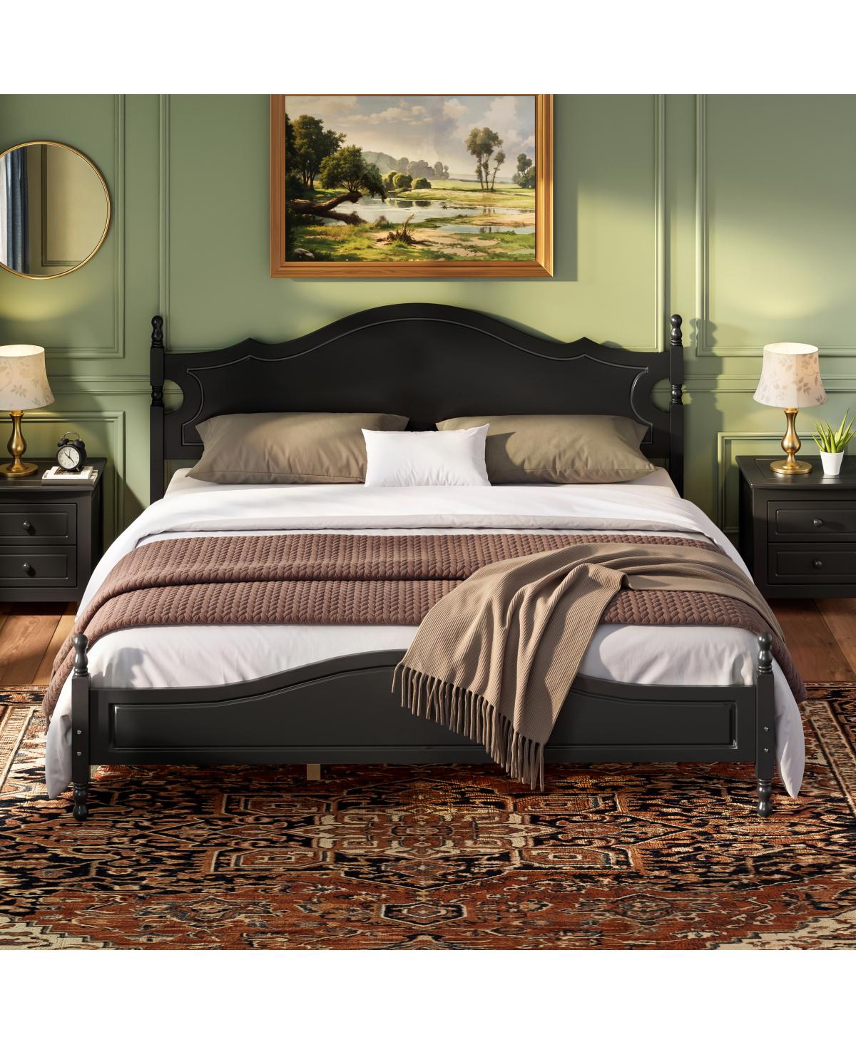 Click here for Streamdale Furniture Retro Wooden King Platform Be... prices