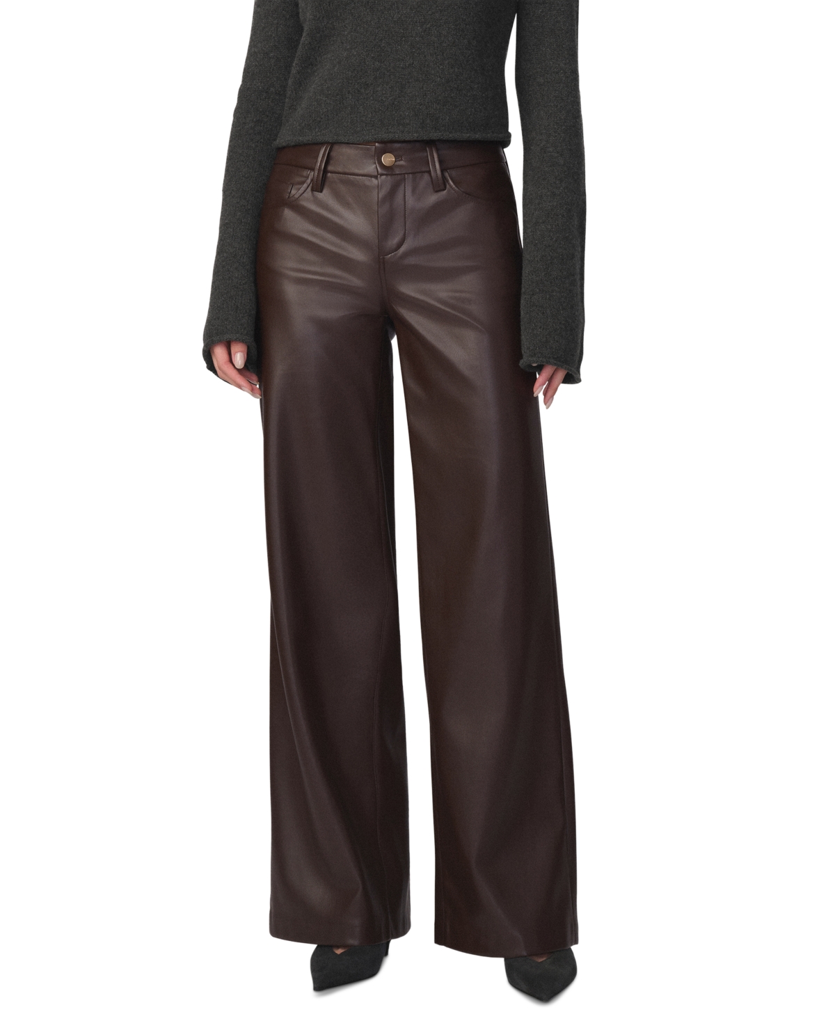 Click here for Joes Jeans Womens Lou Lou Faux Leather Wide-Leg Pa... prices