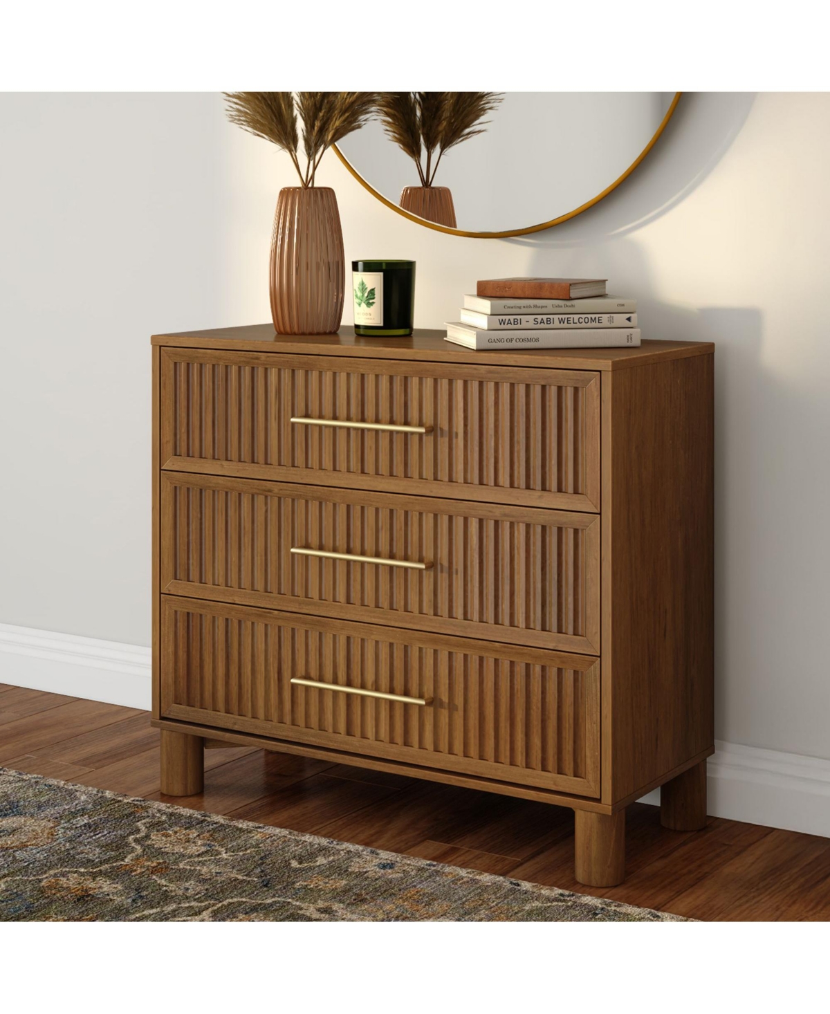 Click here for Plank+Beam Sera Fluted 3 Drawer Dresser with Brass... prices