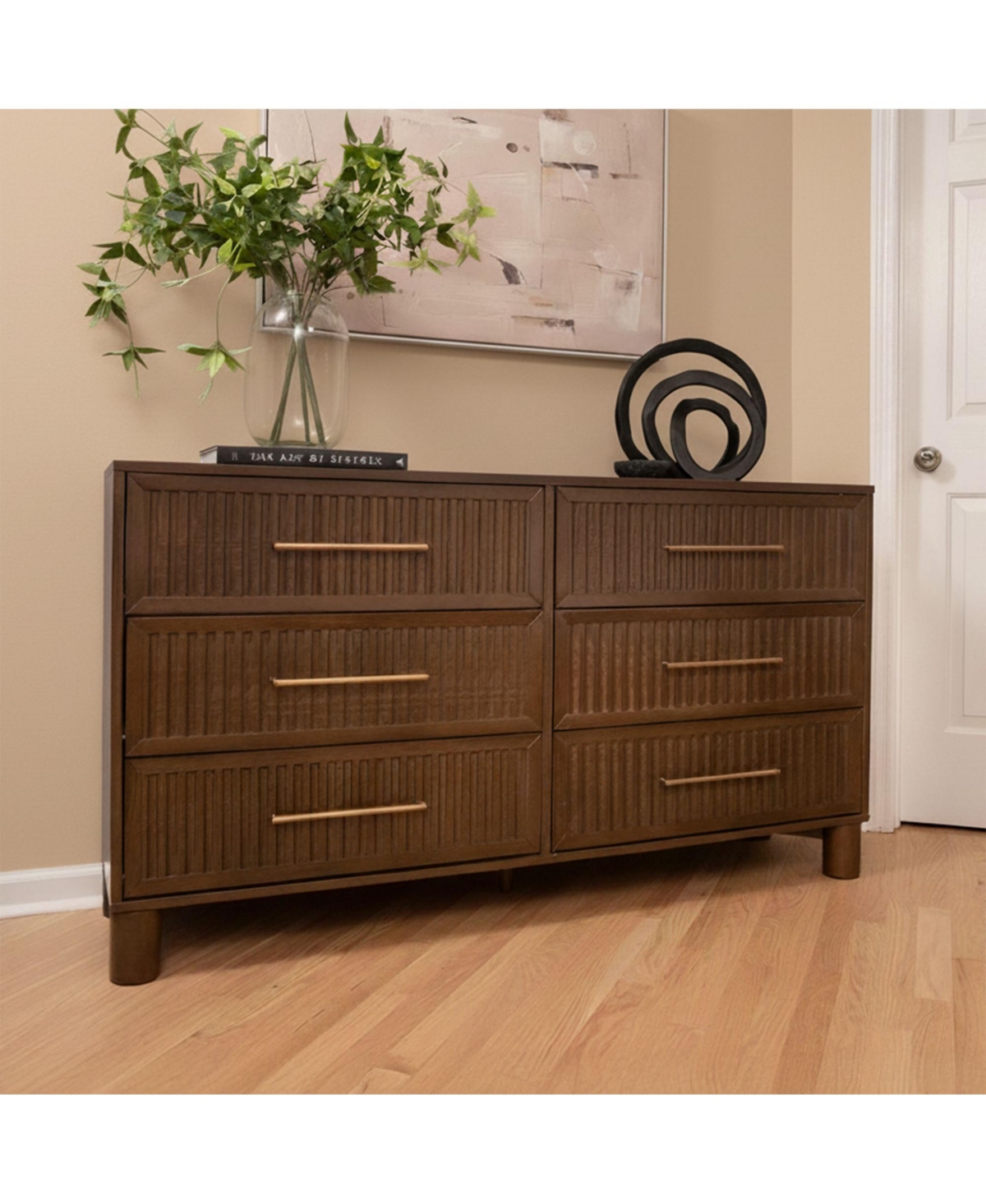 Click here for Plank+Beam Sera Fluted 6 Drawer Dresser with Brass... prices