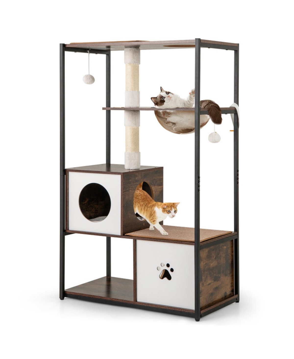 Click here for Hongge Metal-Frame Cat Tree with Two Enclosed Cond... prices