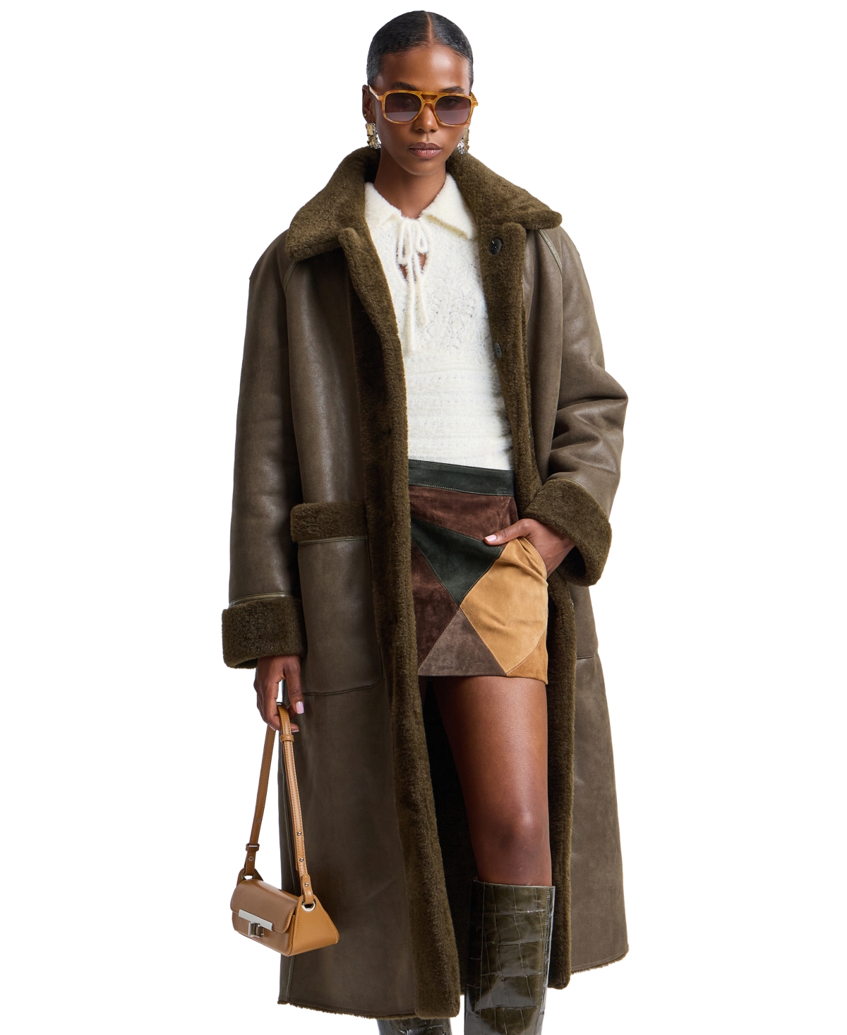 Click here for Avec Les Filles Womens Maxi Reversible Faux Fur Co... prices