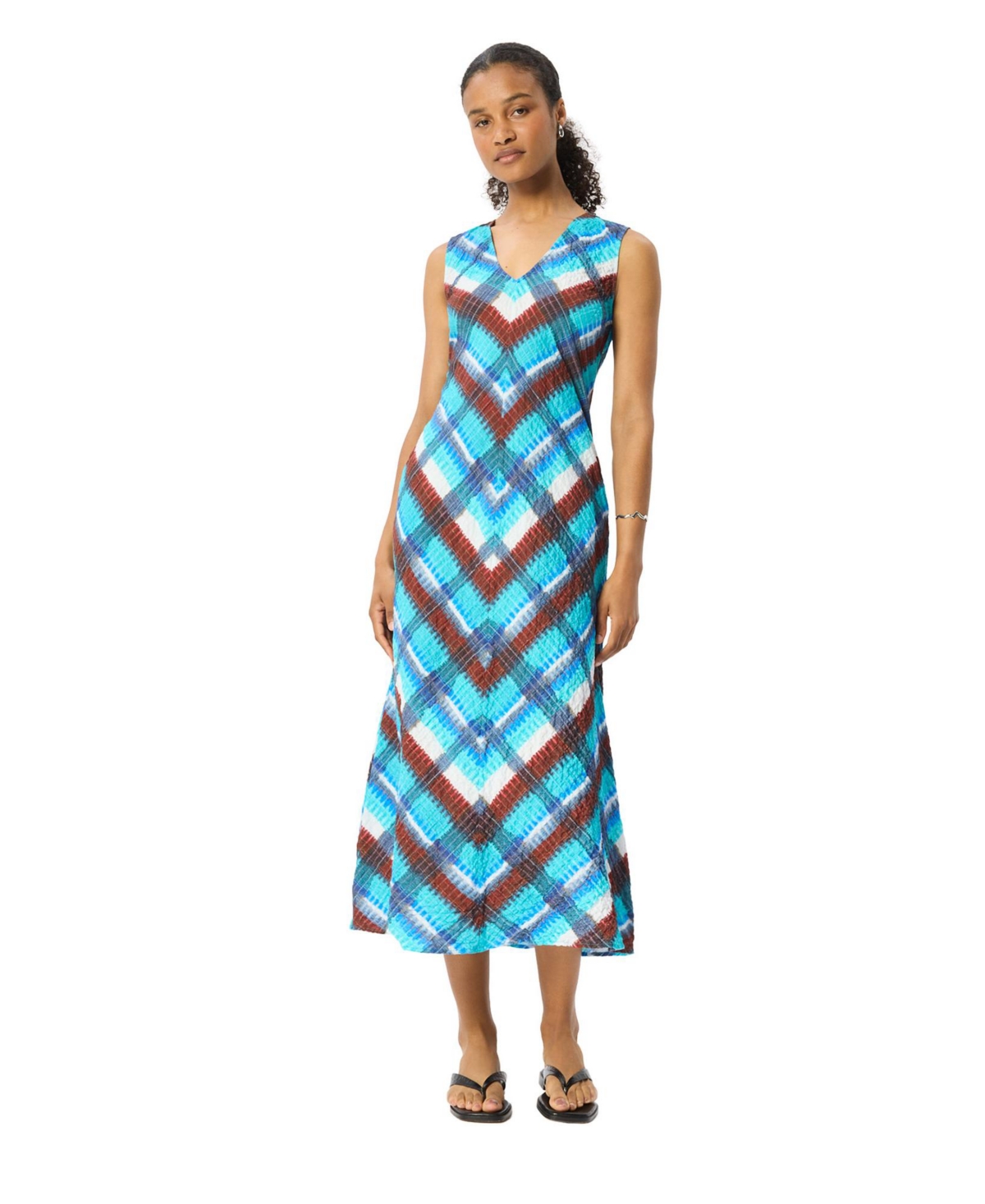 Click here for Whistles Womens Checked V-Neck Textured Dress - Bl... prices