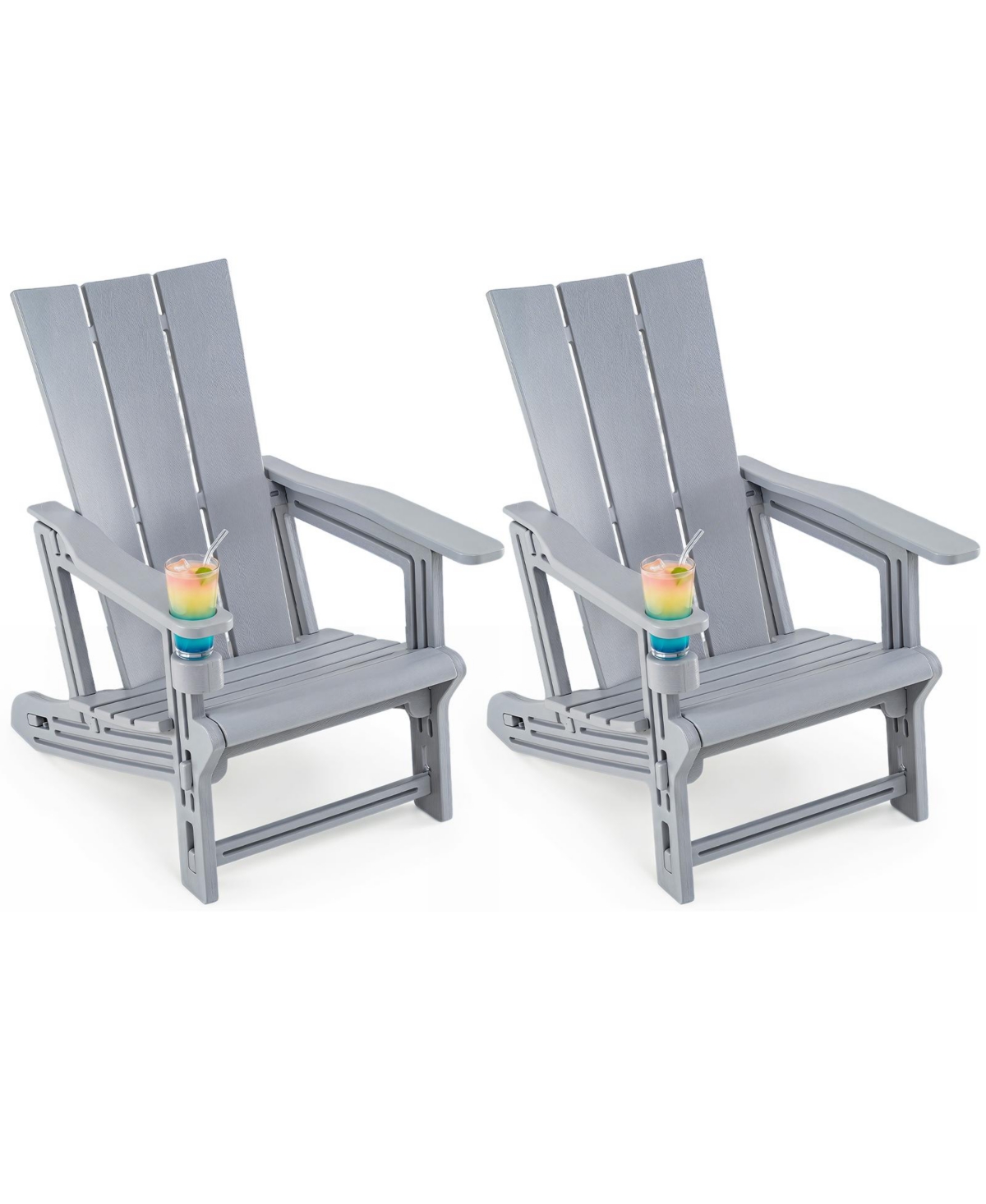 Click here for Gymax Adirondack Chairs Set of 2 with Cup Holder W... prices