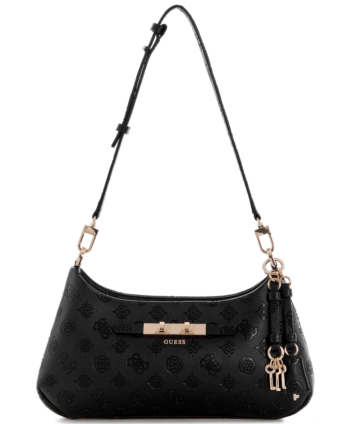 Click here for Guess Carmella Medium Shoulder Handbag - Black Log... prices