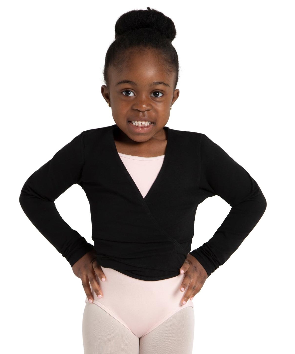 Click here for Capezio Girls Wrap Top - Black prices