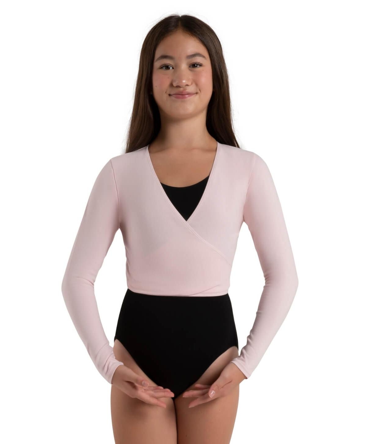 Click here for Capezio Girls Wrap Top - Pink prices