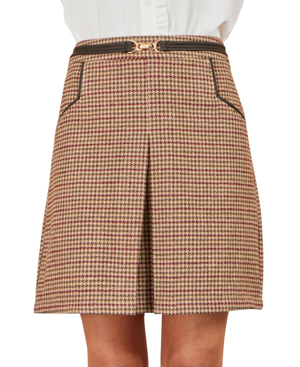 Click here for Yumi Womens Tailored Check Mini Skirt - Brown prices