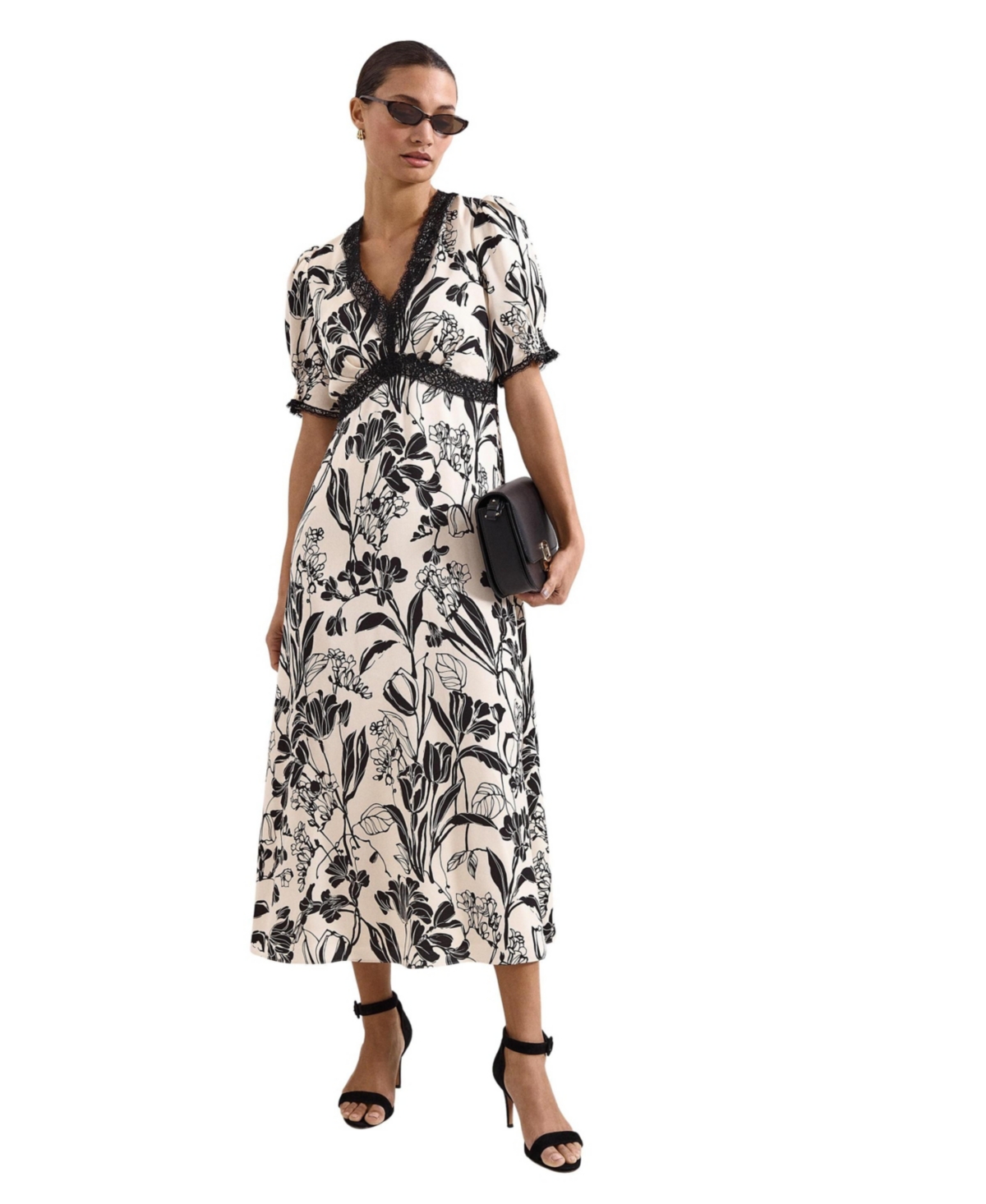 Click here for Phase Eight Womens Petite Feyre Lace V-Neck Midi D... prices