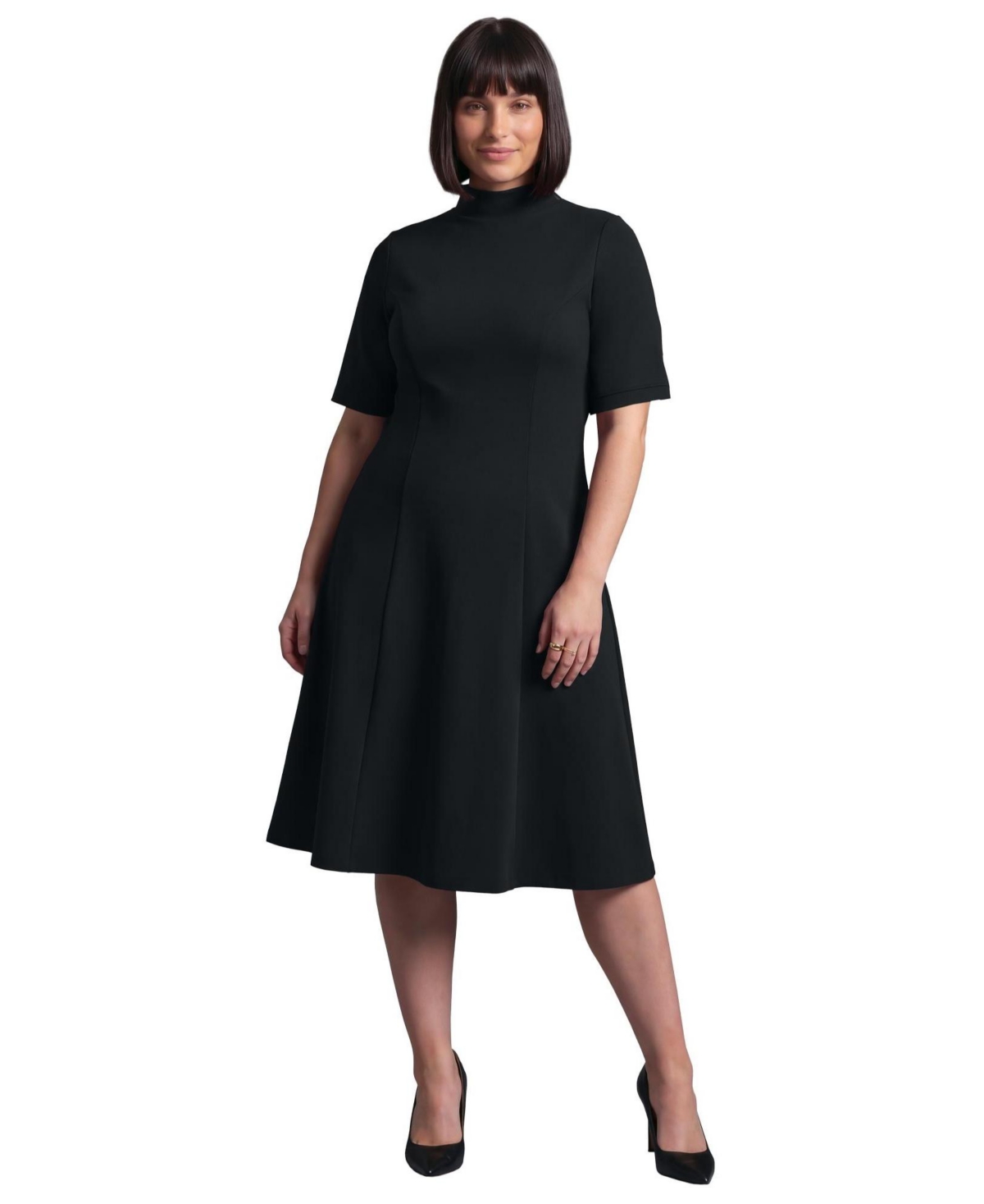 Click here for Avenue Womens Ponte Fit and Flare Dress - Black prices