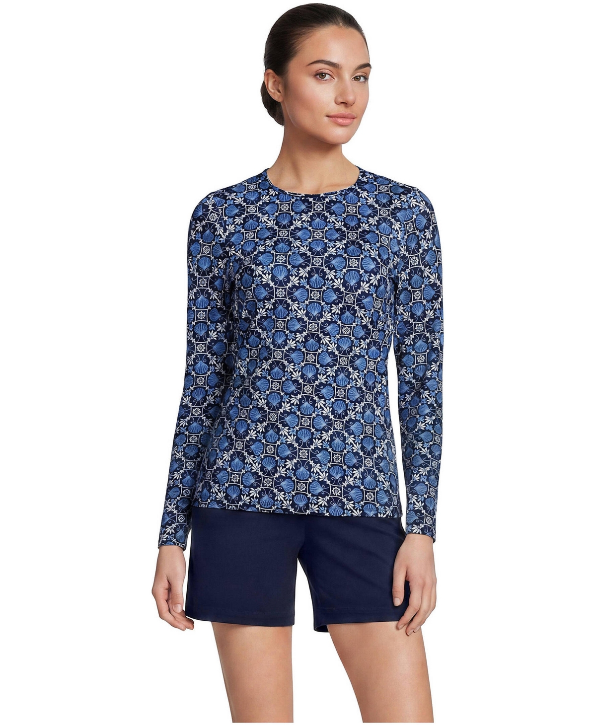 Click here for Lands End Womens Long Sleeve Crewneck Garden Tee -... prices