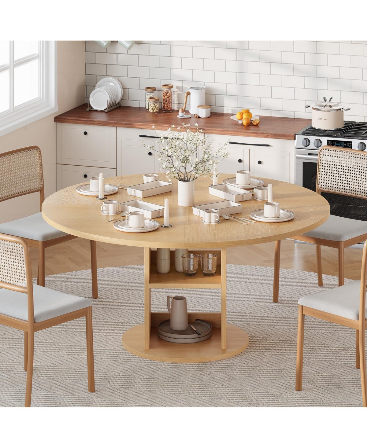 Click here for homfan 47.24 round farmhouse dining table seats 4-... prices