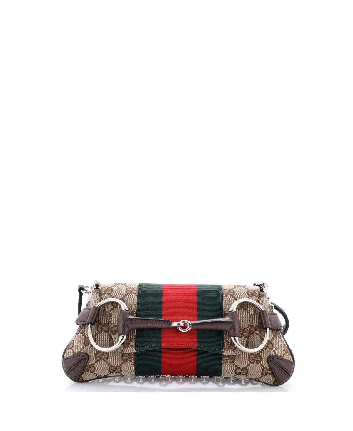 Click here for Pre-Owned Gucci Small Horsebit Nm Web Chain Clutch... prices