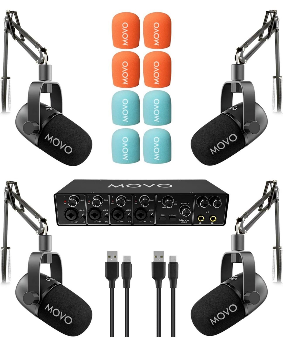Click here for Movo UMX2 4-Channel Usb-c Podcast Equipment Bundle... prices