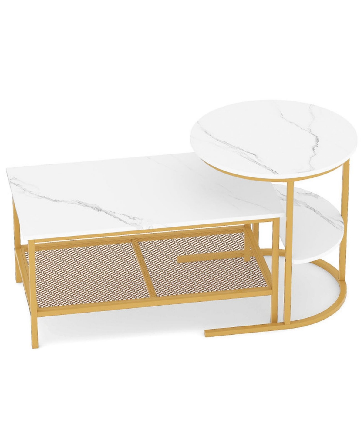 Click here for Sugift 2-Tier Rectangle Coffee Table and Side End... prices