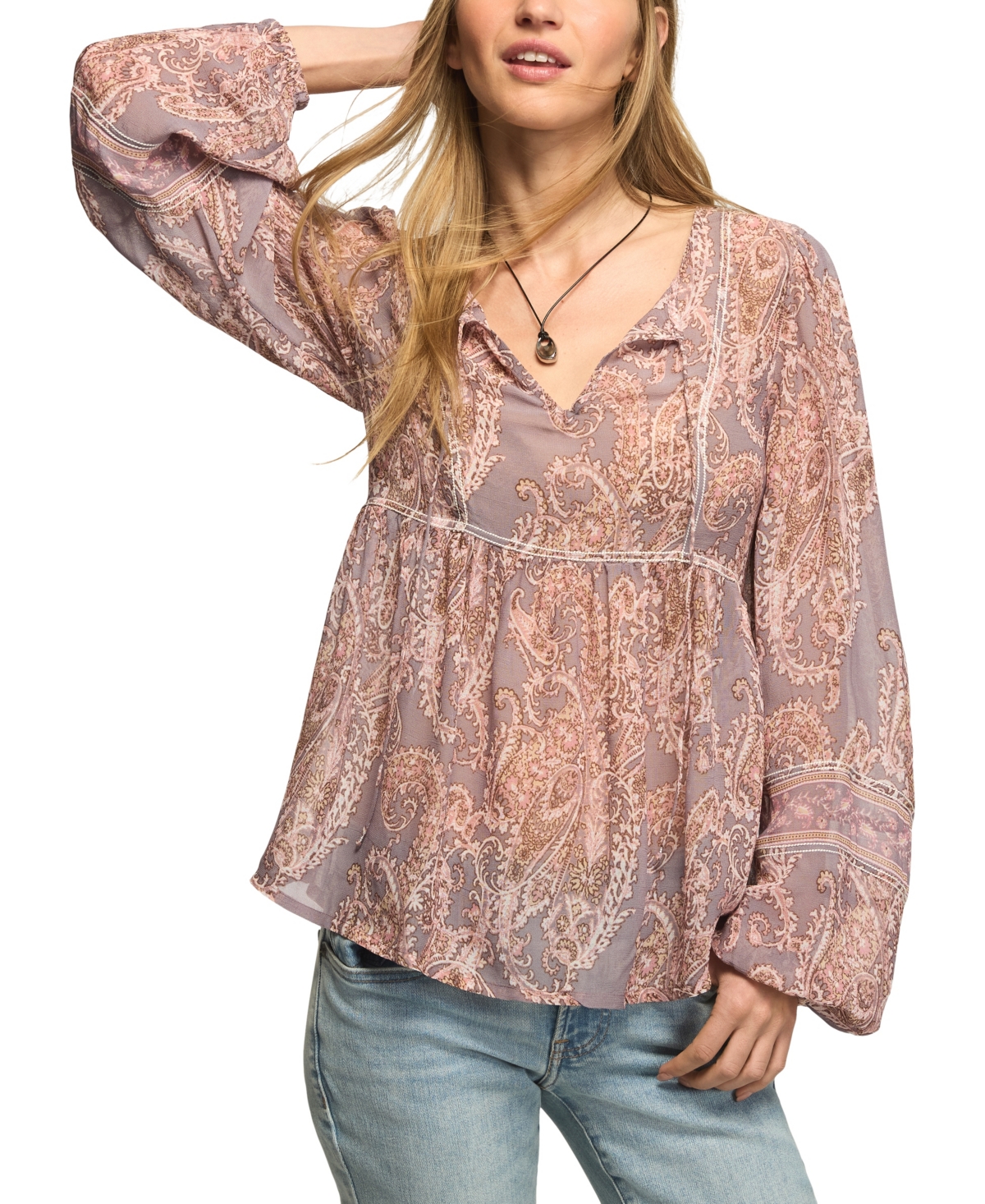 Click here for Lucky Brand Womens Mixed-Print Lace-Inset Peasant... prices