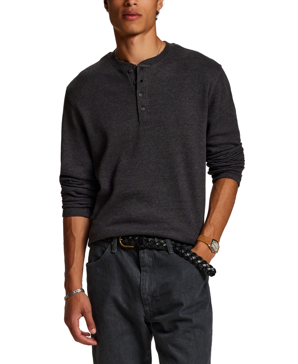 Click here for Weatherproof Vintage Mens Waffle Henley Long-Sleev... prices