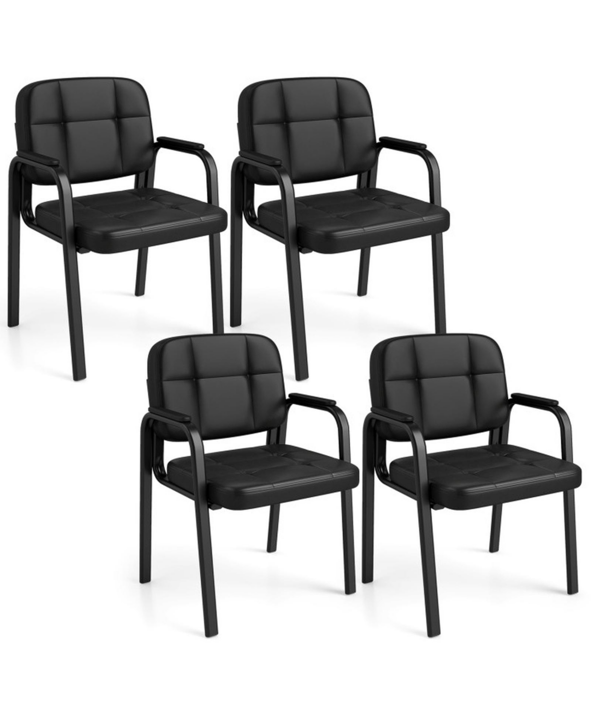 Click here for Sugift Set of 4 Leather Reception Guest Chairs - B... prices