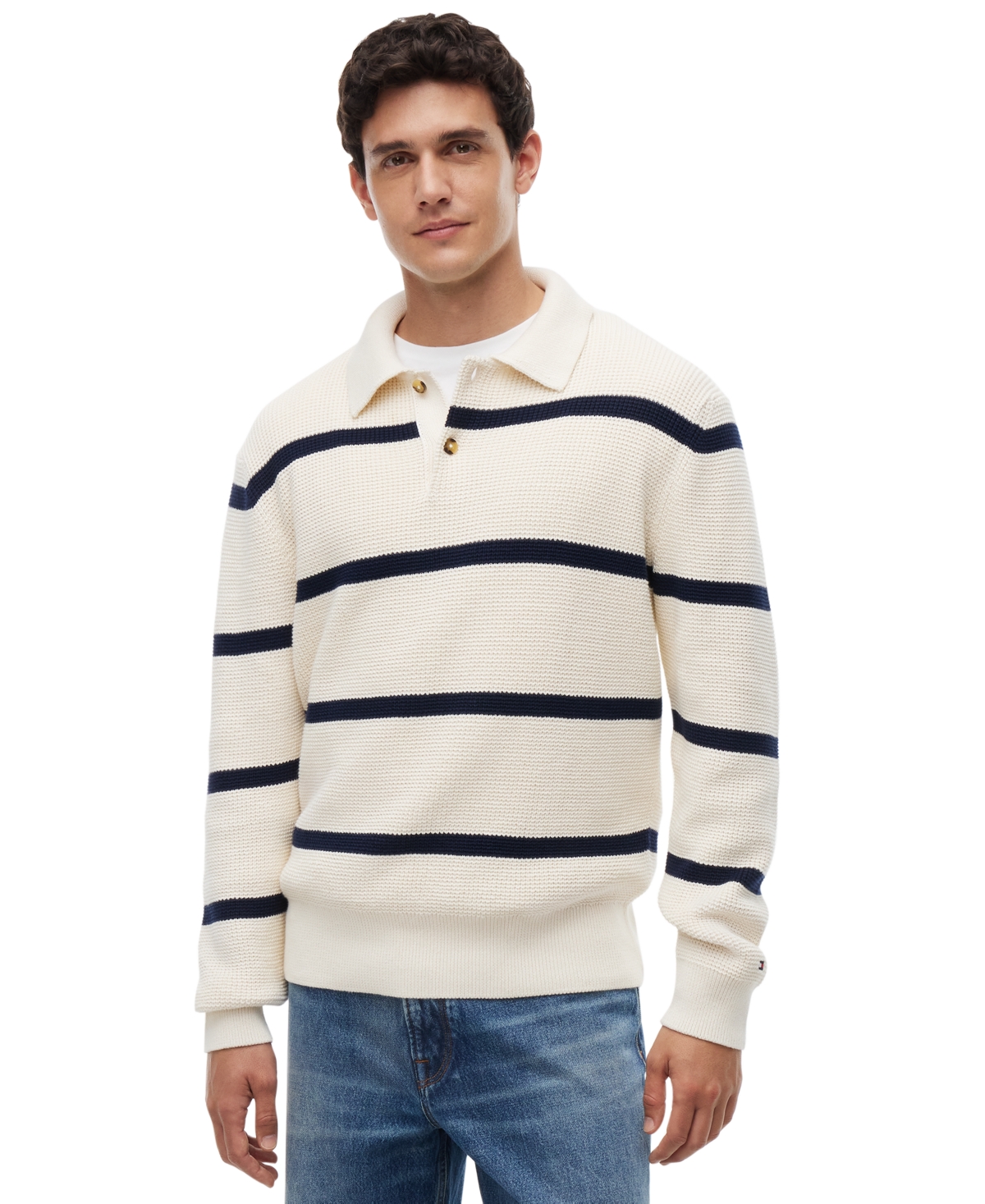 Click here for Tommy Hilfiger Mens Waffle Structure Rugby Sweater... prices