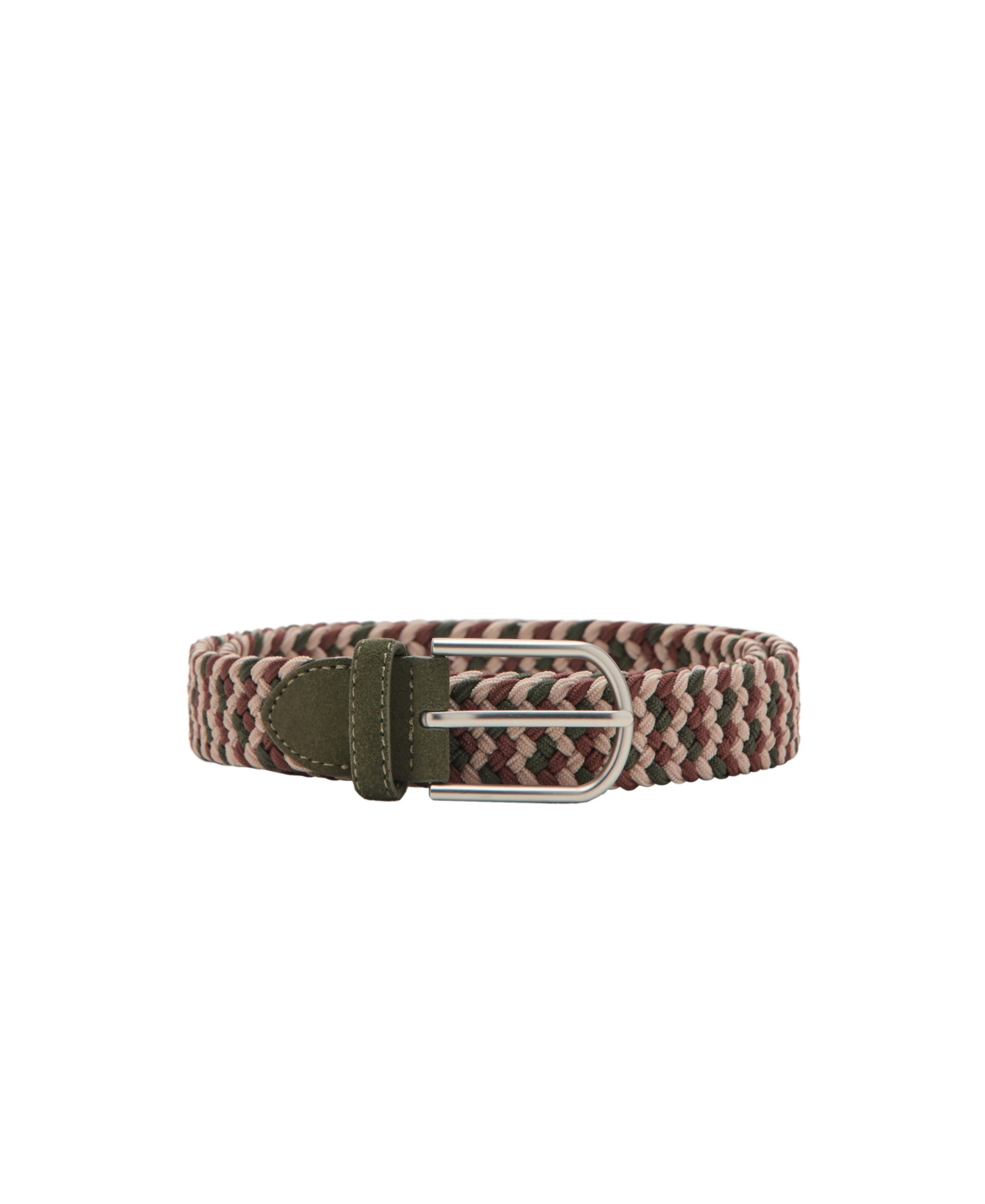 Click here for Mango Mens Braided Elastic Coloured Belt - Khaki prices
