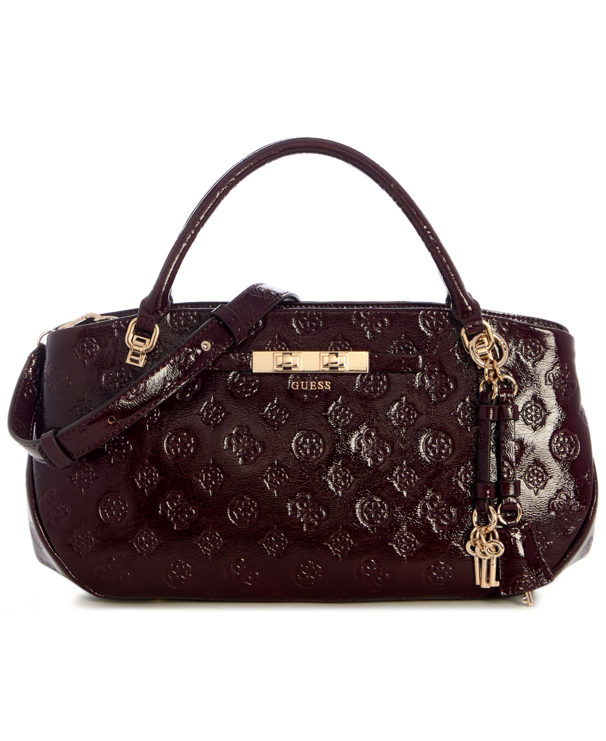 Click here for Guess Carmella Medium Satchel Handbag - Burgundy L... prices