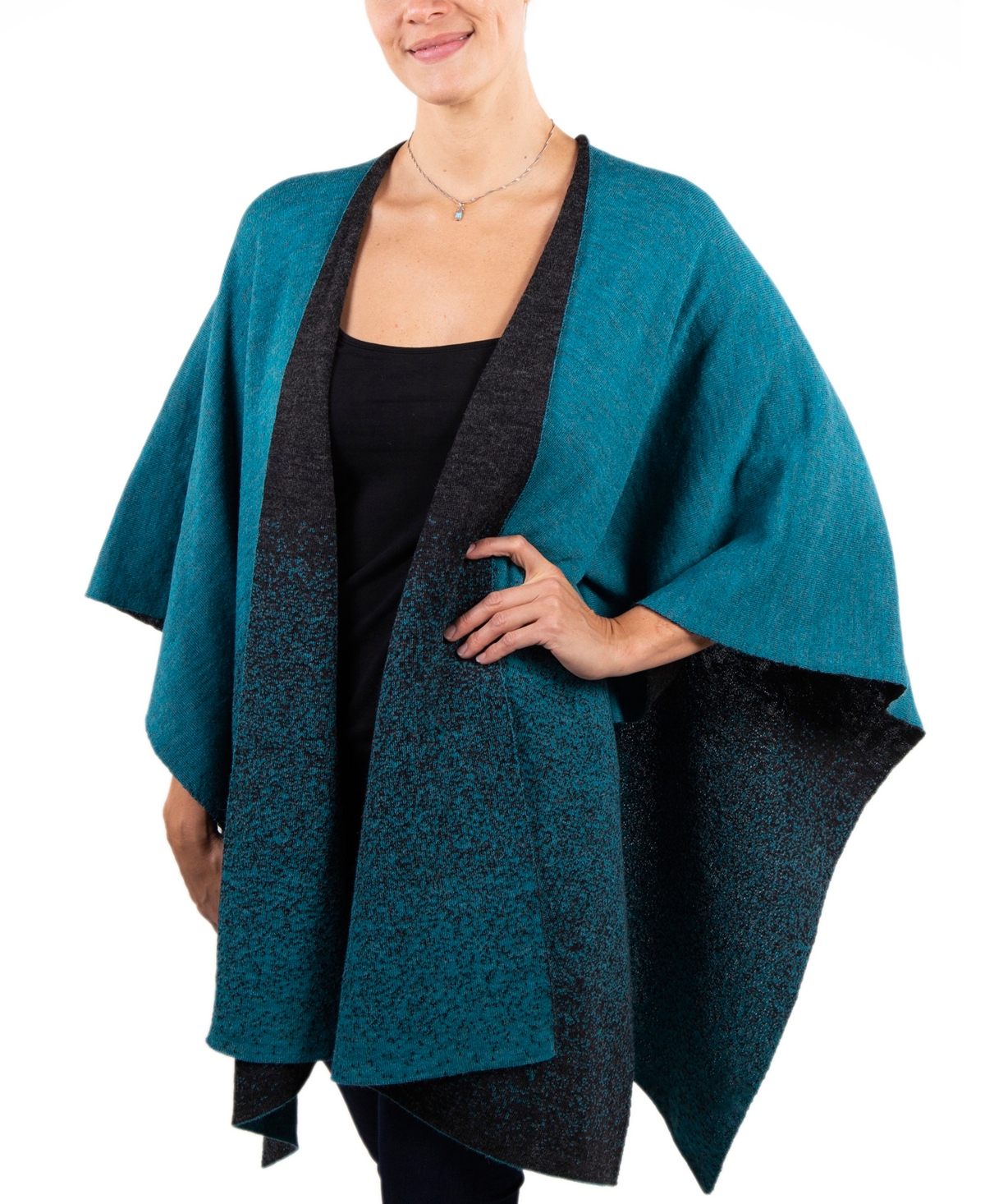 Click here for Simply Natural Erica Alpaca Ruana - Turquoise prices