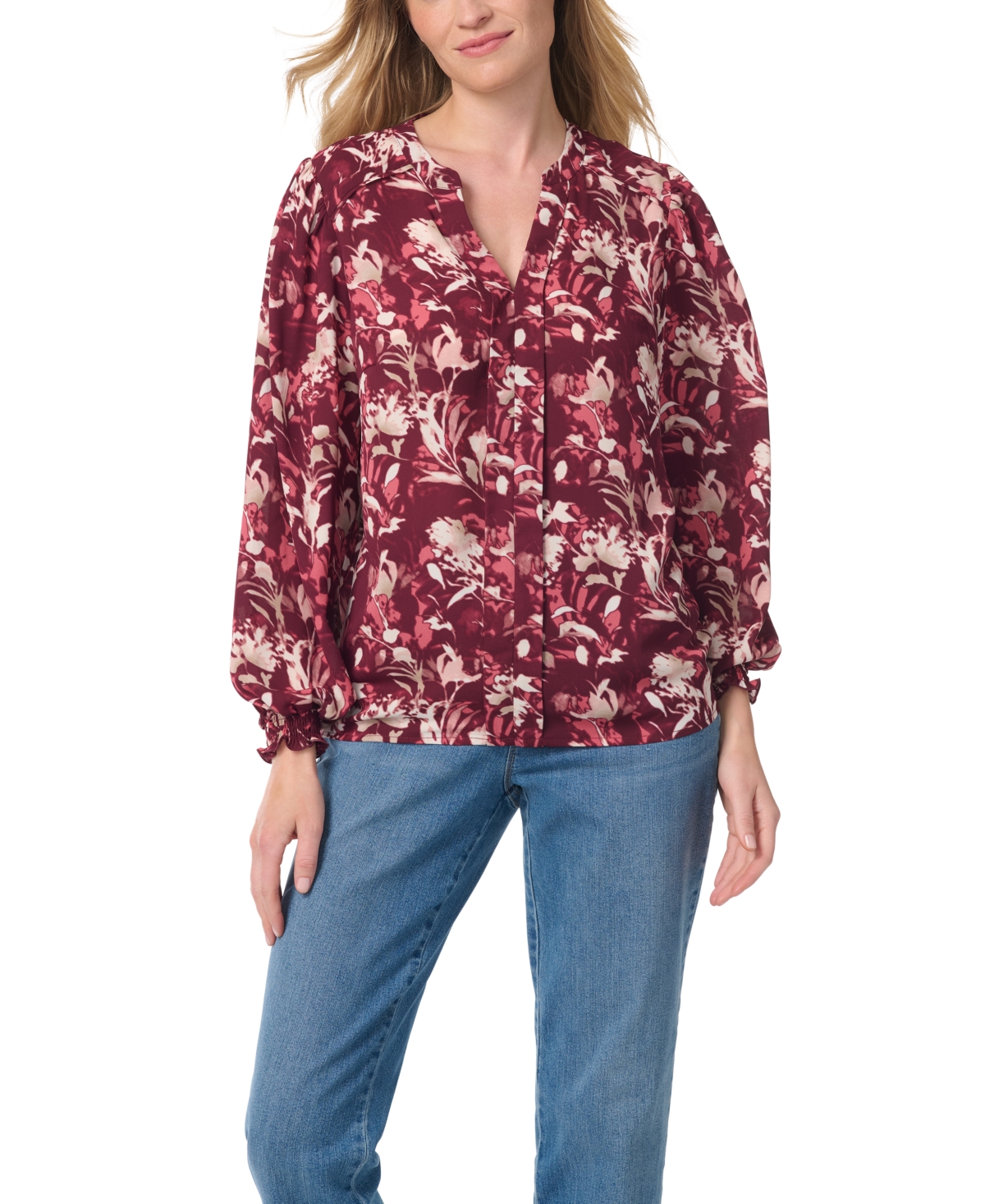 Click here for Gloria Vanderbilt Womens Floral V-Neck Blouse - Zi... prices