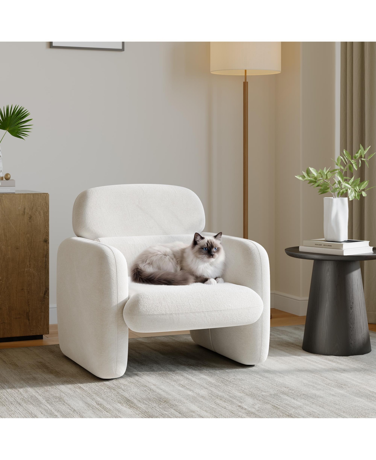 Click here for homfan Modern Ergonomic Accent Chair  Wood Frame P... prices