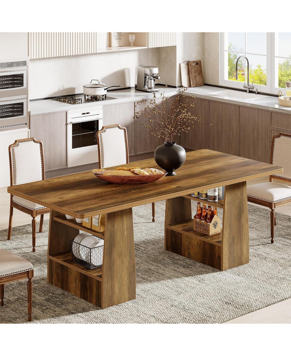 Click here for Tribesigns 63 Dining Table for 6-8  4 Shelves Kitc... prices