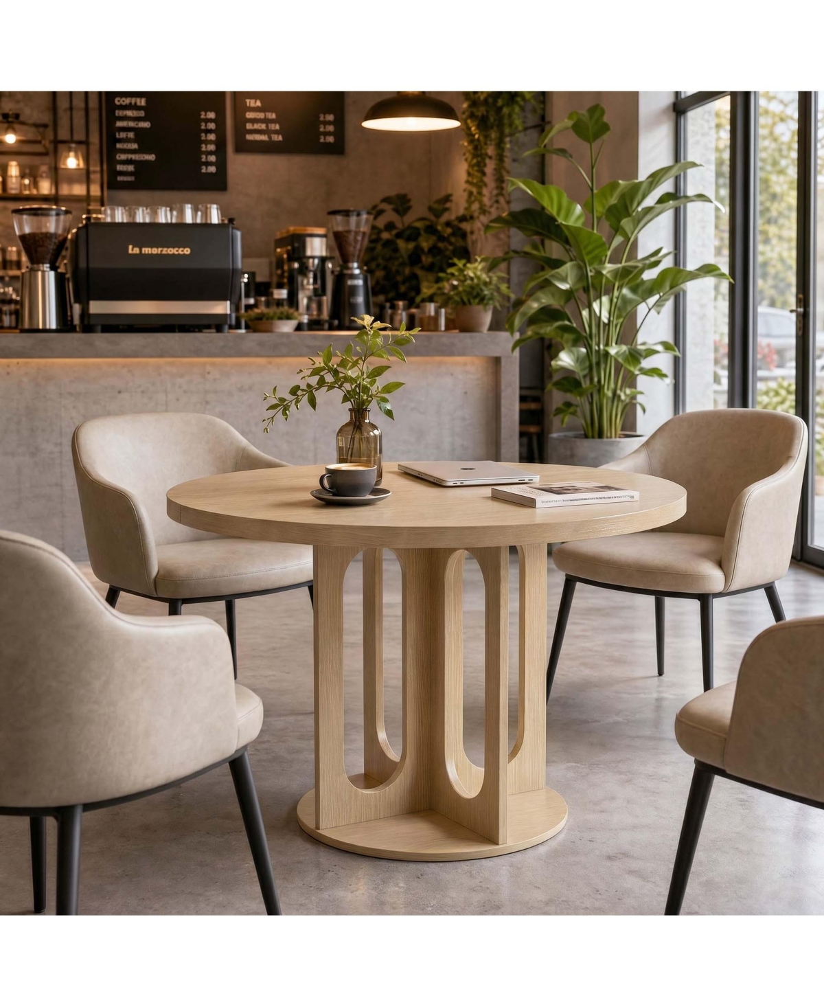 Click here for Gaomon 47 Wood Color Round Dining Table for 4-6  C... prices