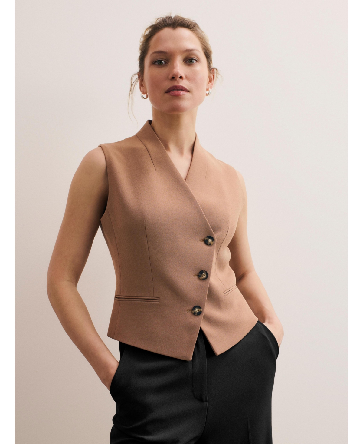 Click here for The Fold Womens Romney Clever Crepe Waistcoat - Ne... prices