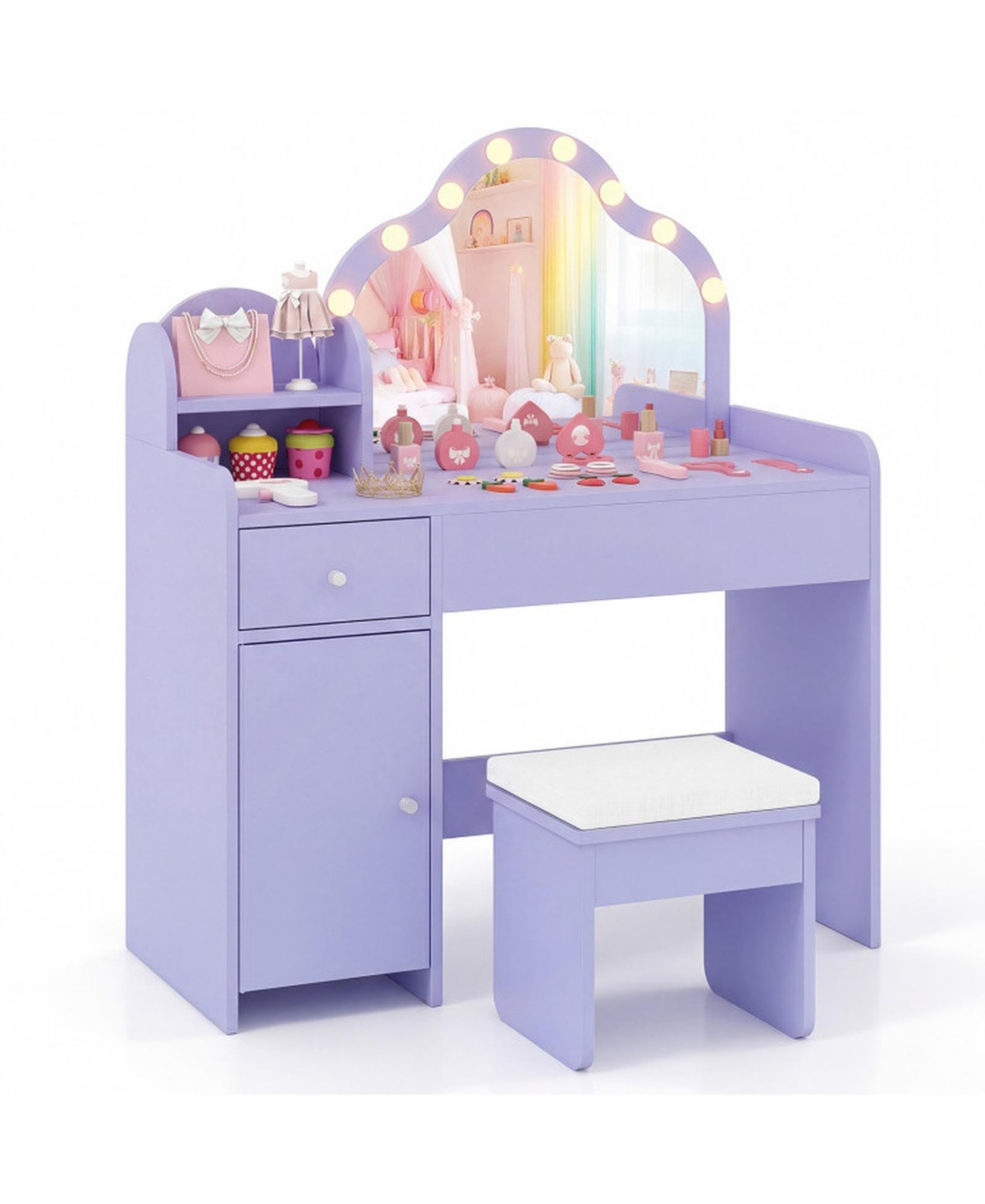 Click here for Sugift Kids Vanity Desk and Stool Set with Cloud-S... prices