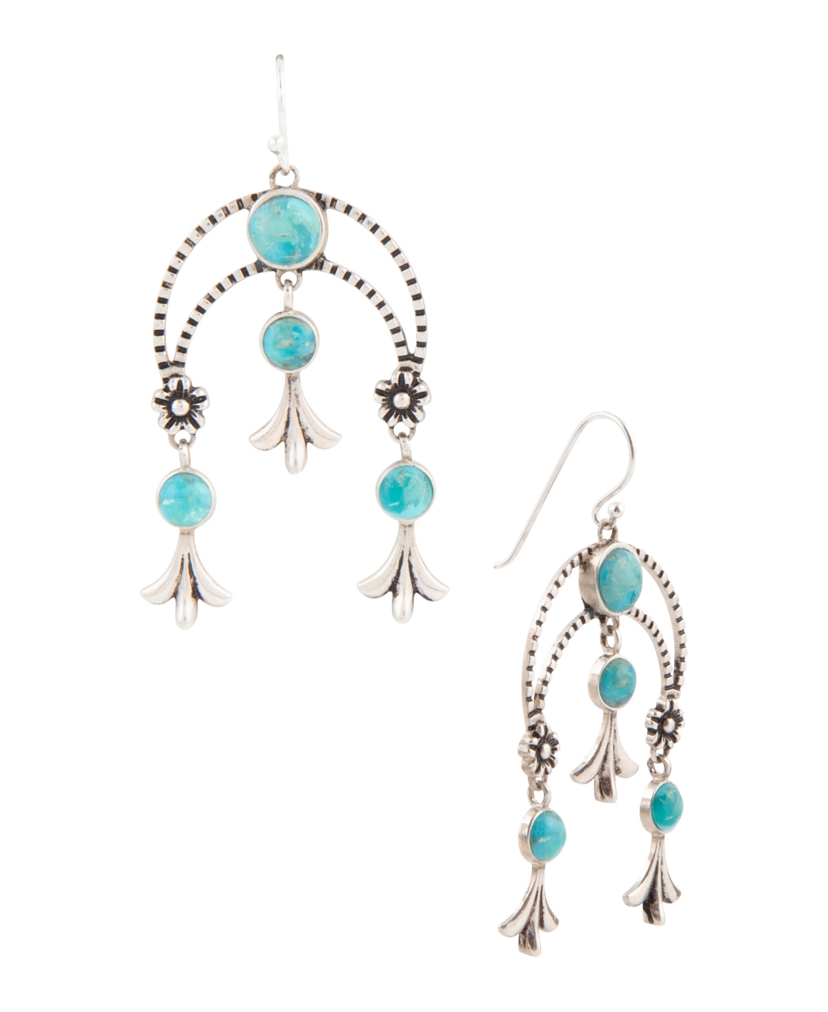 Click here for Barse Floral Chandelier Blue Turquoise Silver Earr... prices