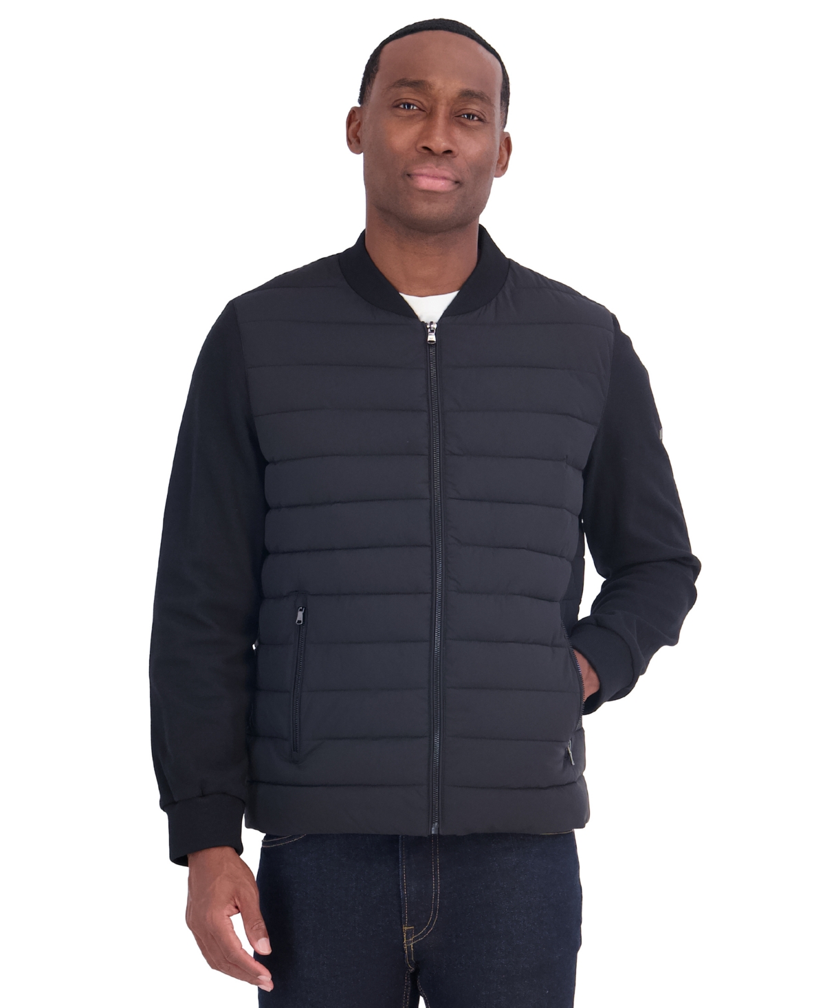 Click here for Michael Kors Mens Mixed Media Puffer Regular-Fit J... prices