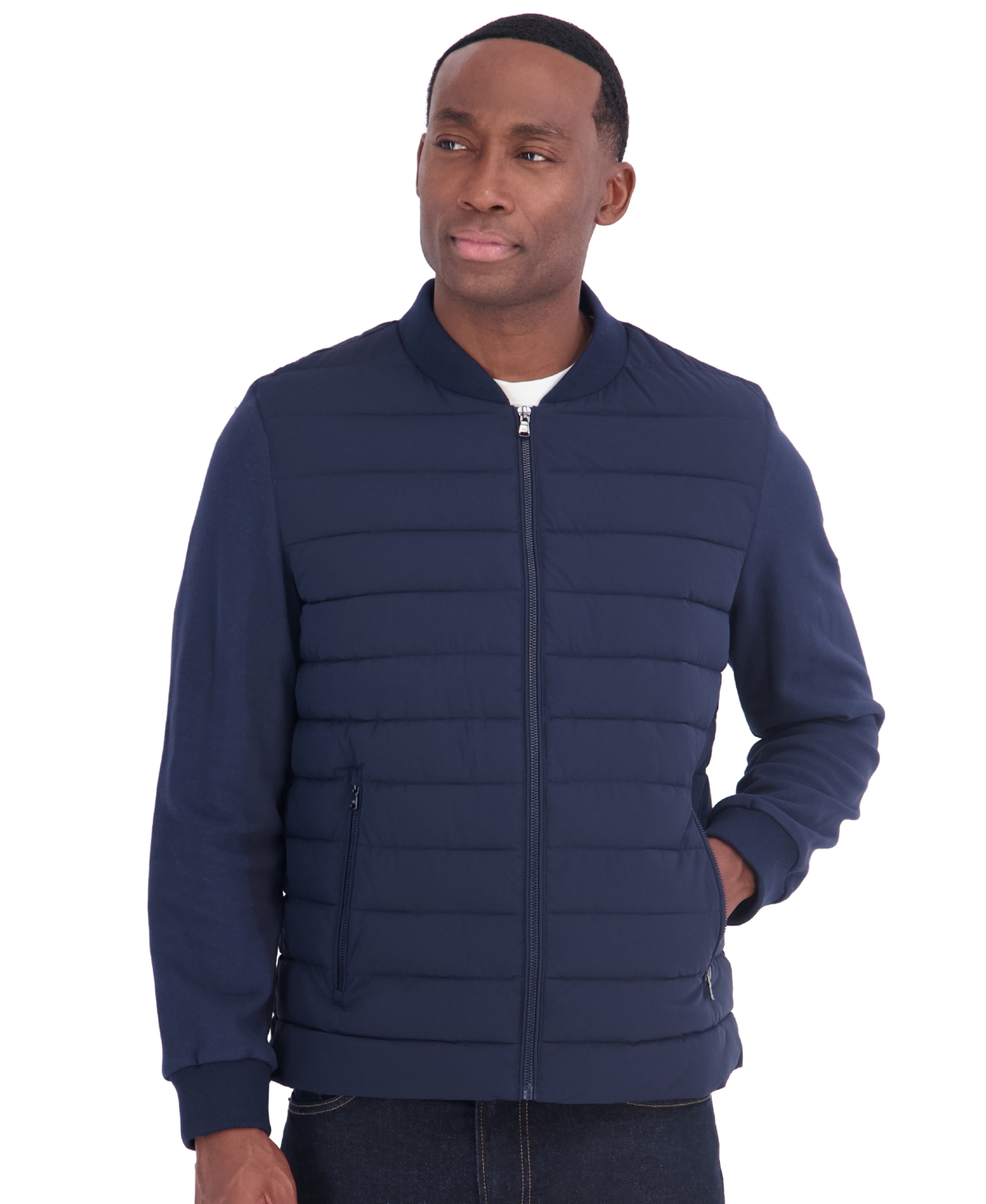 Click here for Michael Kors Mens Mixed Media Puffer Regular-Fit J... prices