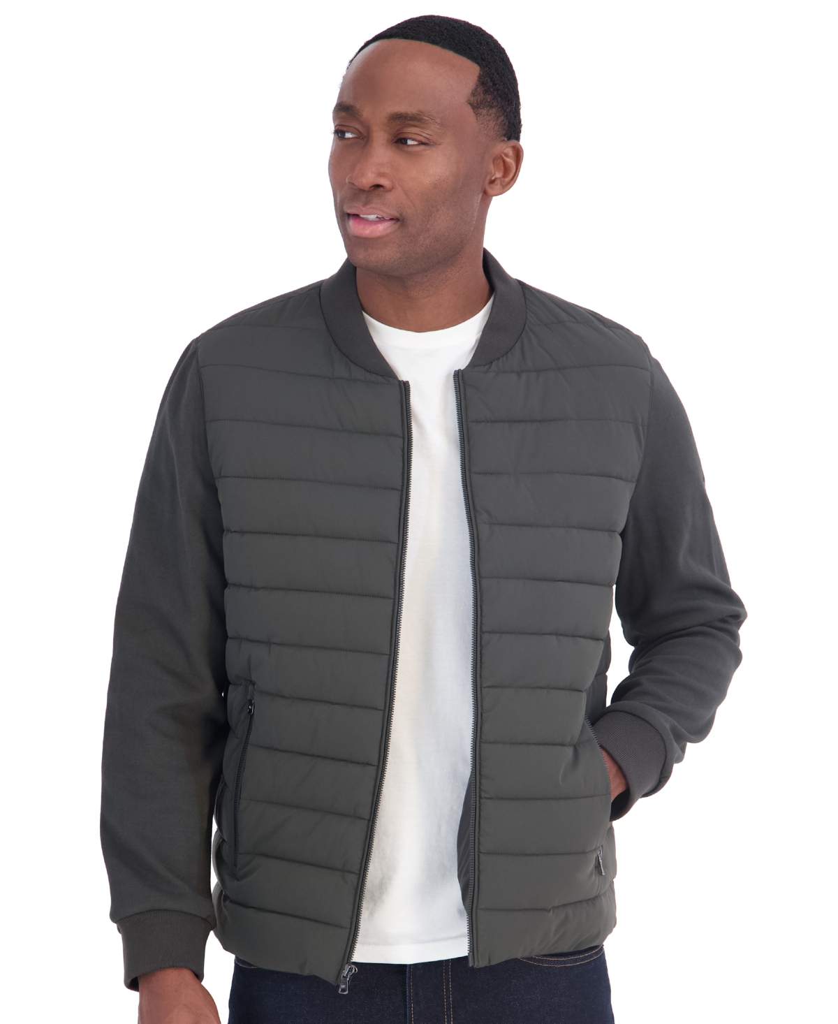 Click here for Michael Kors Mens Mixed Media Puffer Regular-Fit J... prices