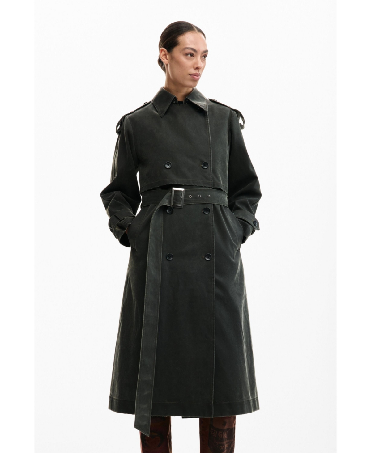 Click here for Desigual Womens Trench Coat Leather Effect - Light... prices
