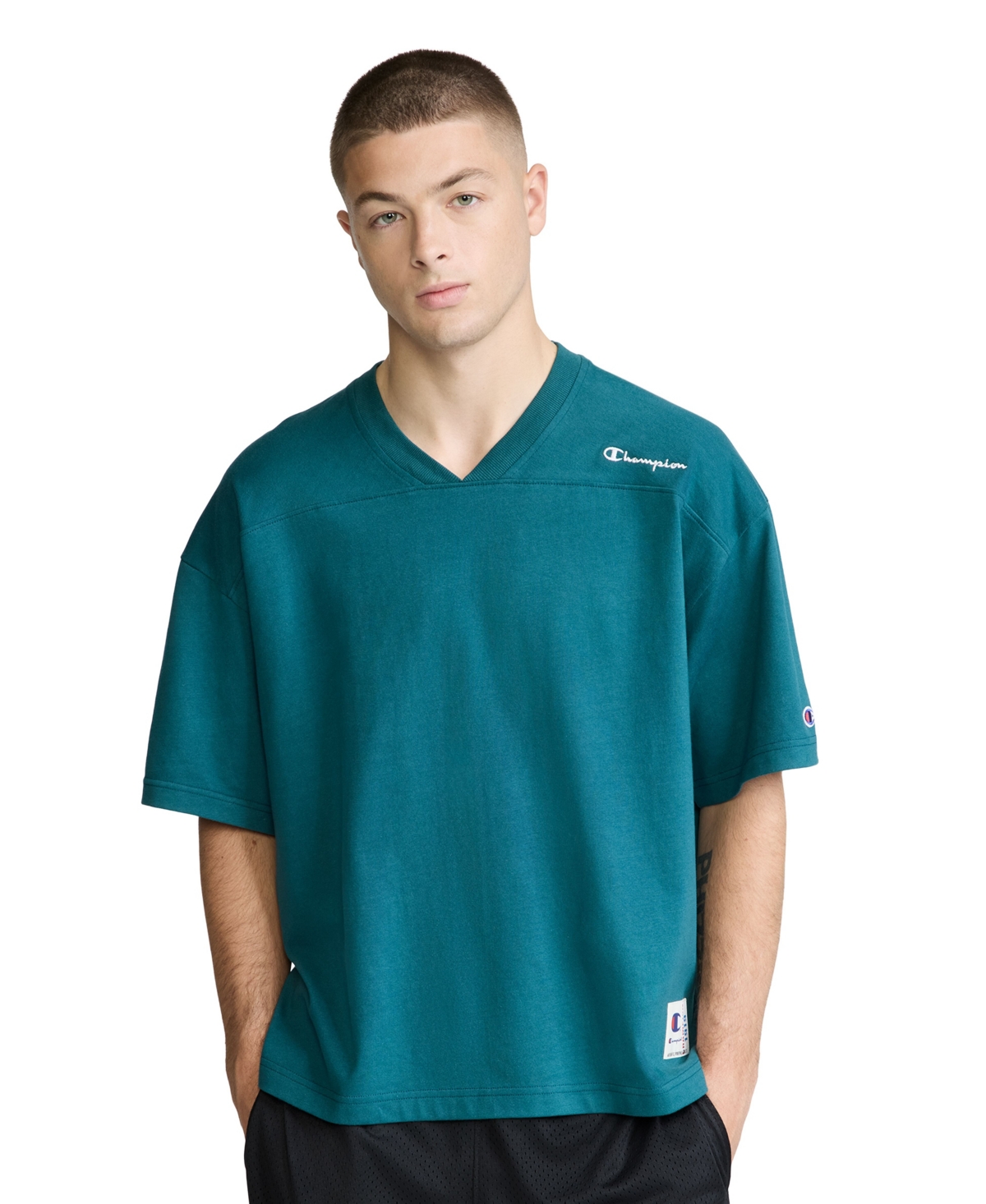 Click here for Champion Mens Signature C Patch V-Neck T-Shirt - D... prices