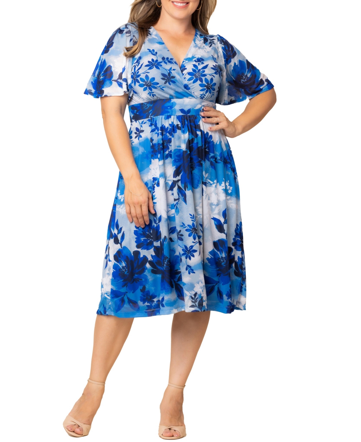 Click here for Kiyonna Plus Size Margot Mesh Cocktail Dress - Pur... prices