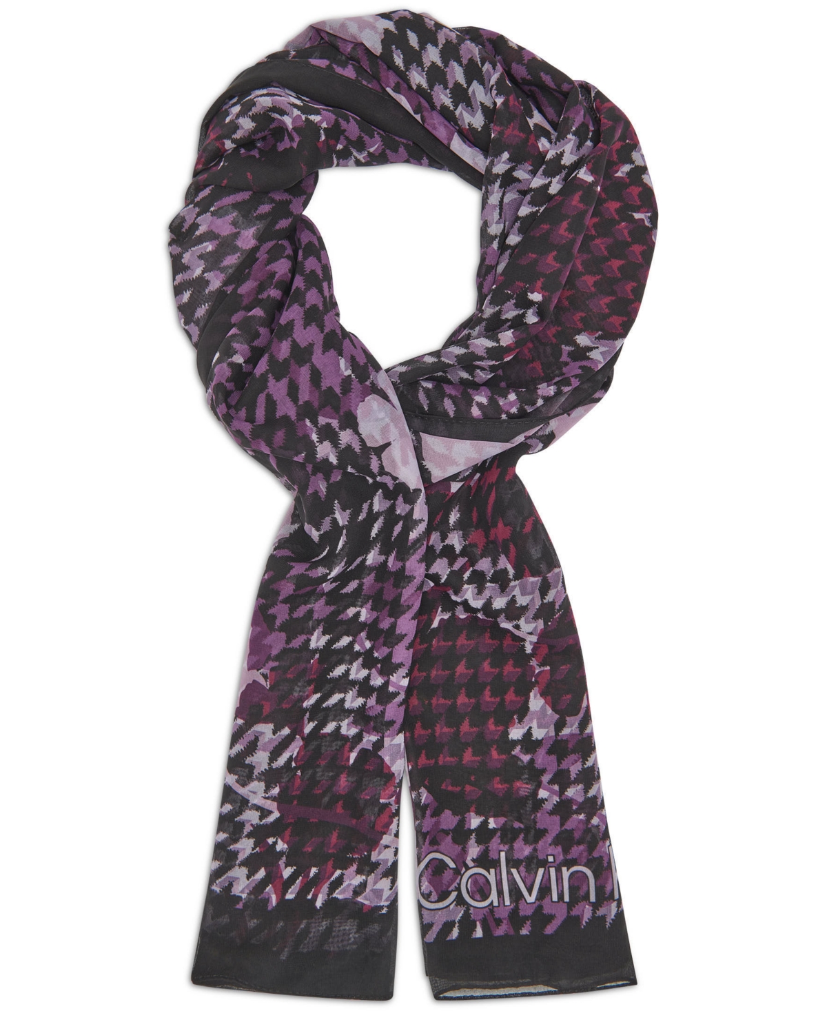Click here for Calvin Klein Womens Palm Leaf Chiffon Scarf - Rhod... prices