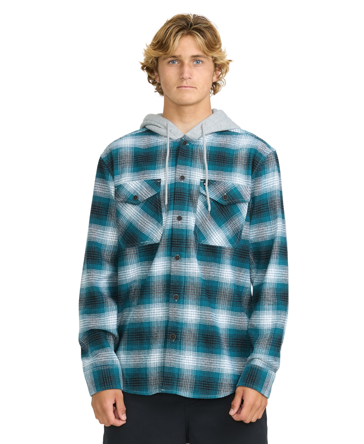 Click here for Quiksilver Mens Delton Hooded Flannel Shirt - Blue... prices