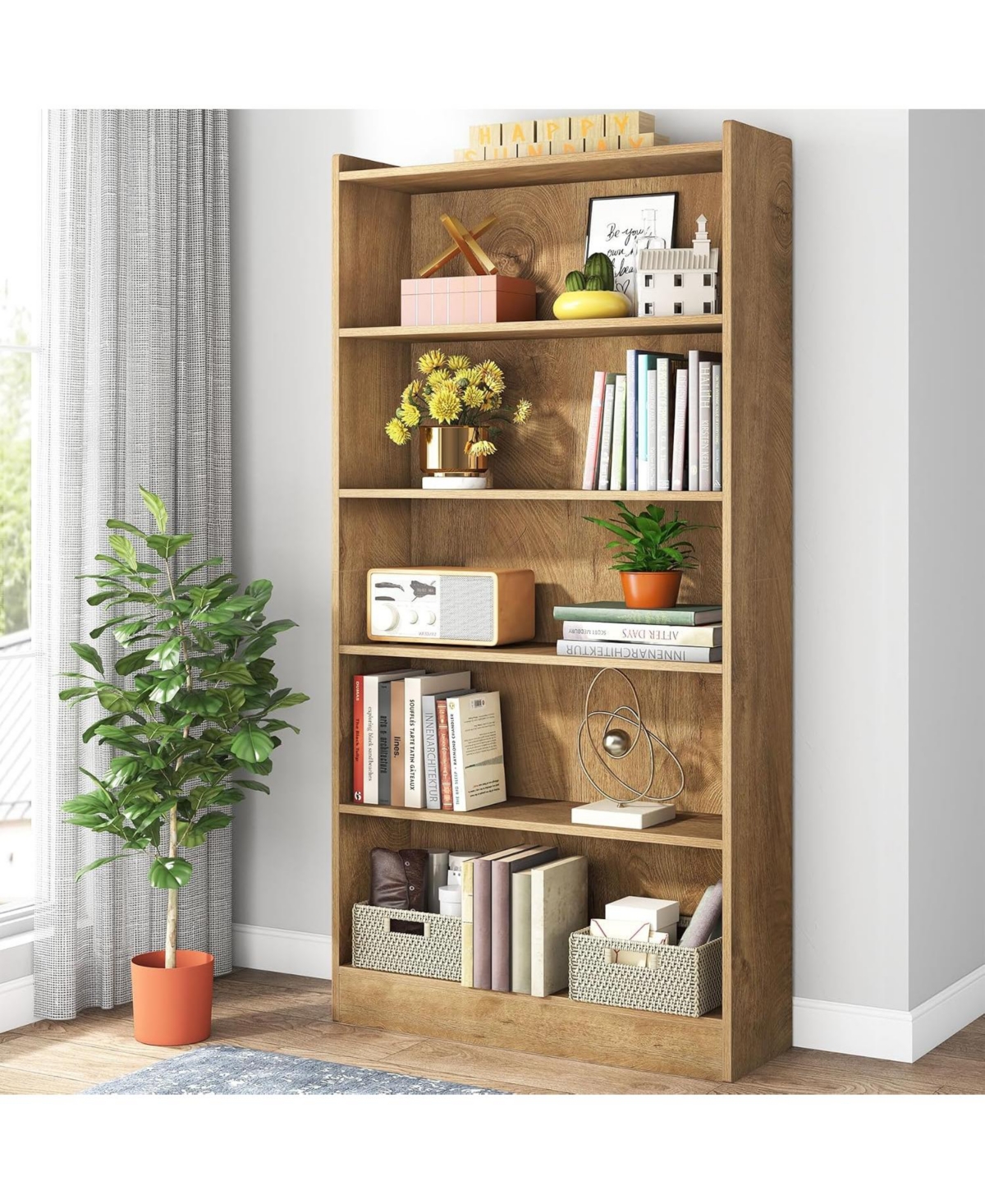 Click here for Tribesigns 72-inch Tall Bookcase  Farmhouse 6-Tier... prices