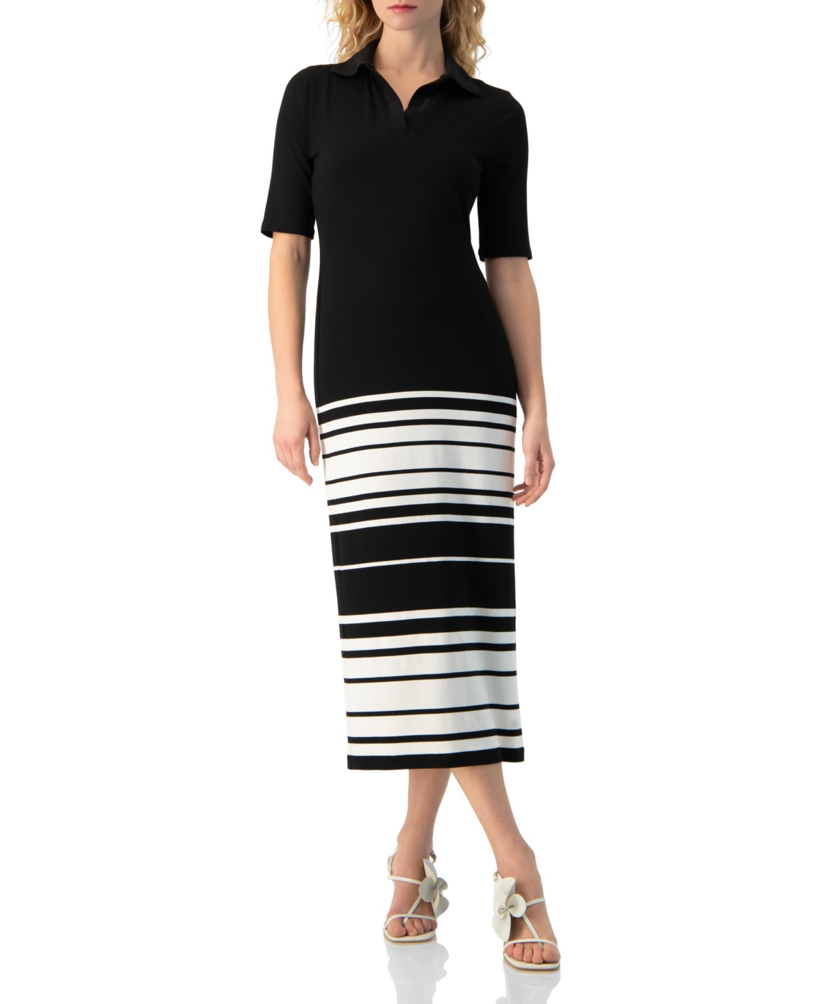 Click here for Ivonne Womens Ribbed-Knit Colorblock-Stripe Fitted... prices