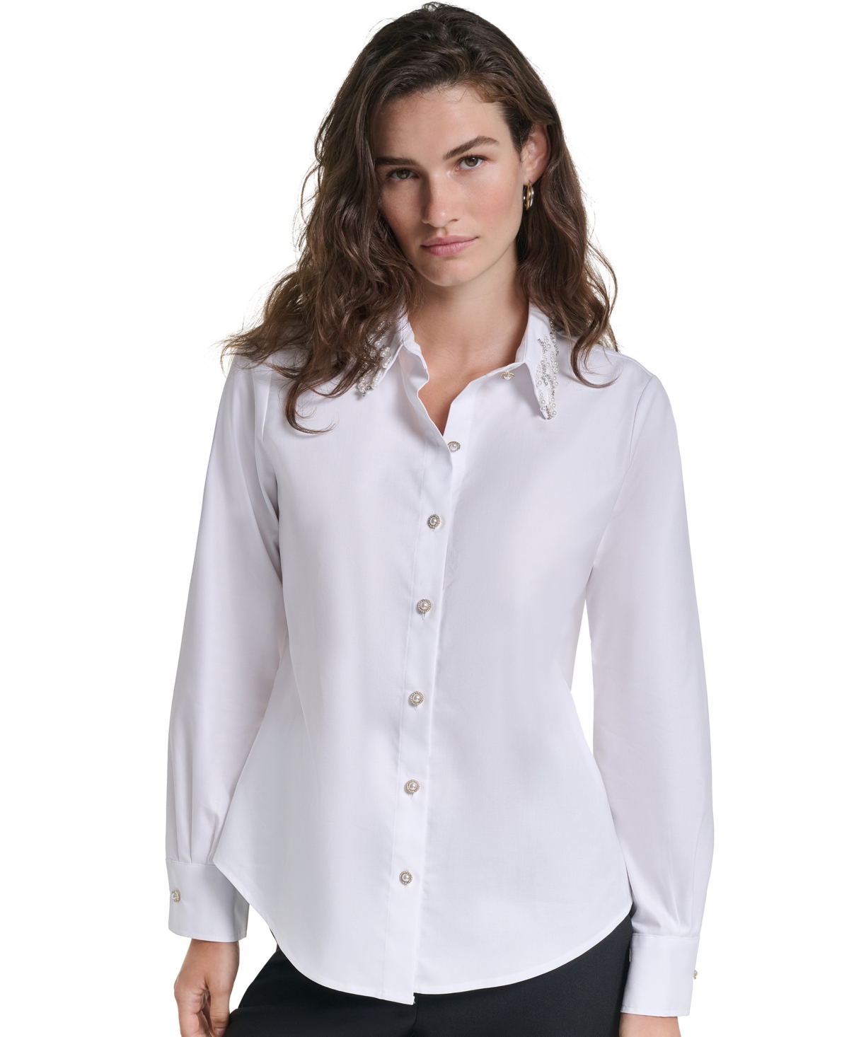 Click here for Karl Lagerfeld Paris Petite Long-Sleeve Point-Coll... prices