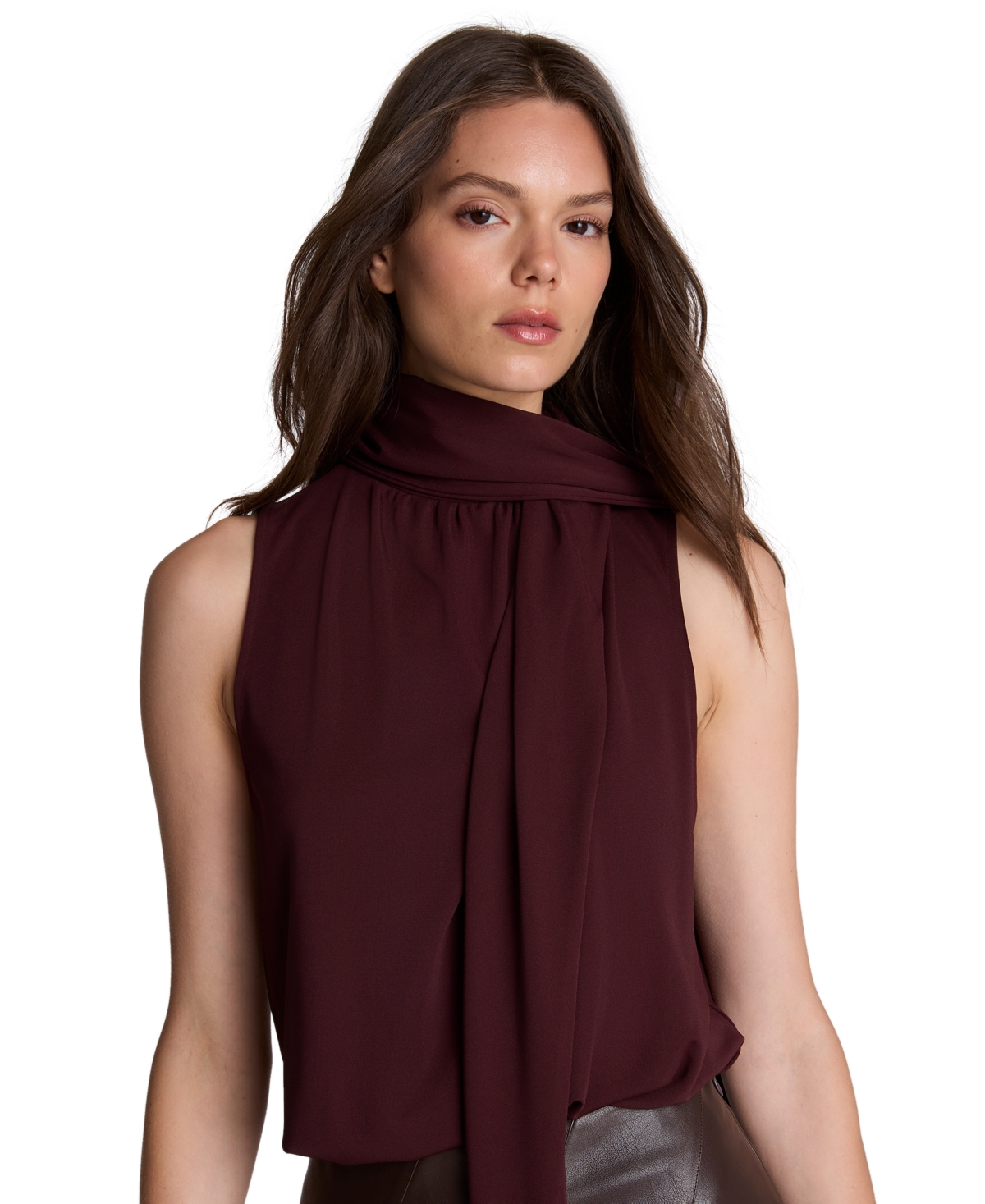 Click here for Kenneth Cole Womens Scarf Neck Sleeveless Matte Je... prices